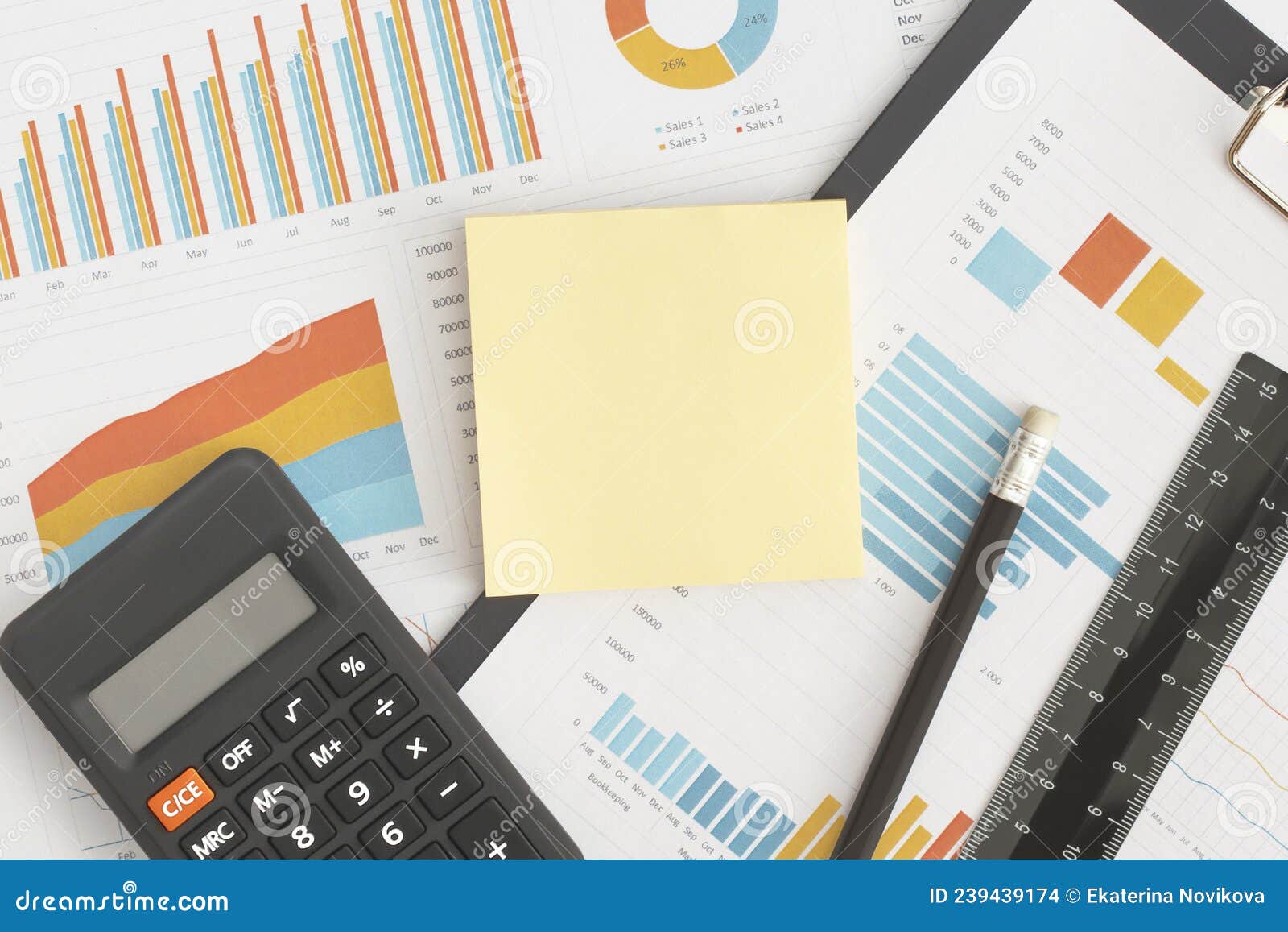 Business Graphs, Charts on Table. Financial Development, Banking ...