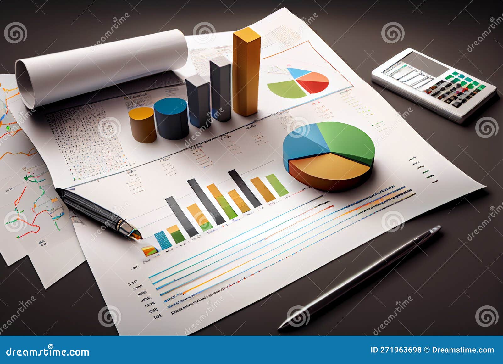 Business Graphs and Charts on Table. Financial Development, Banking ...