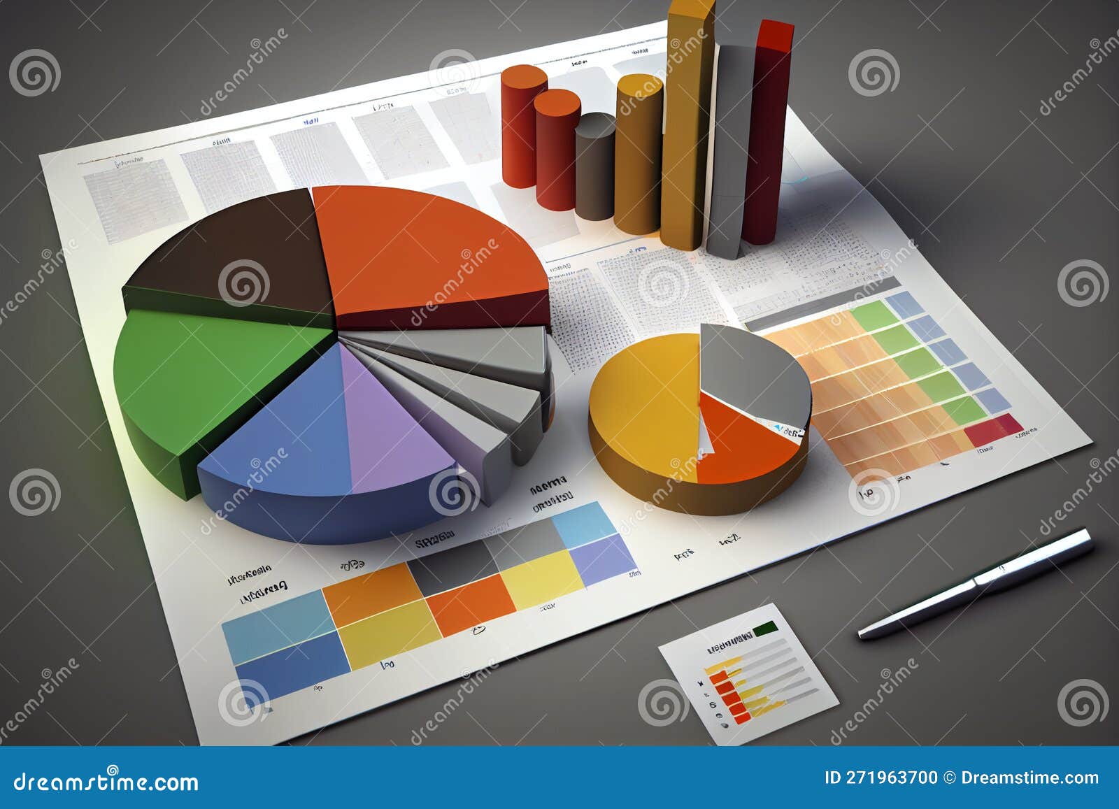 Business Graphs and Charts on Table. Financial Development, Banking ...