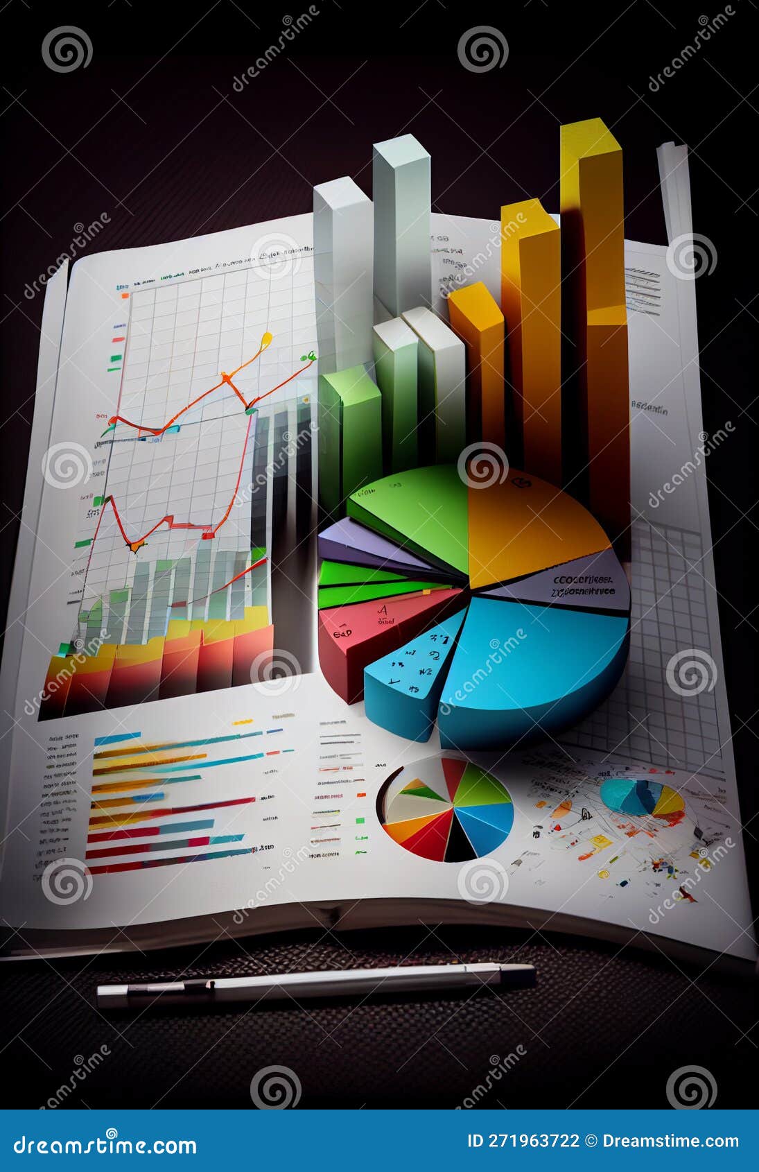 Business Graphs and Charts on Table. Financial Development, Banking ...