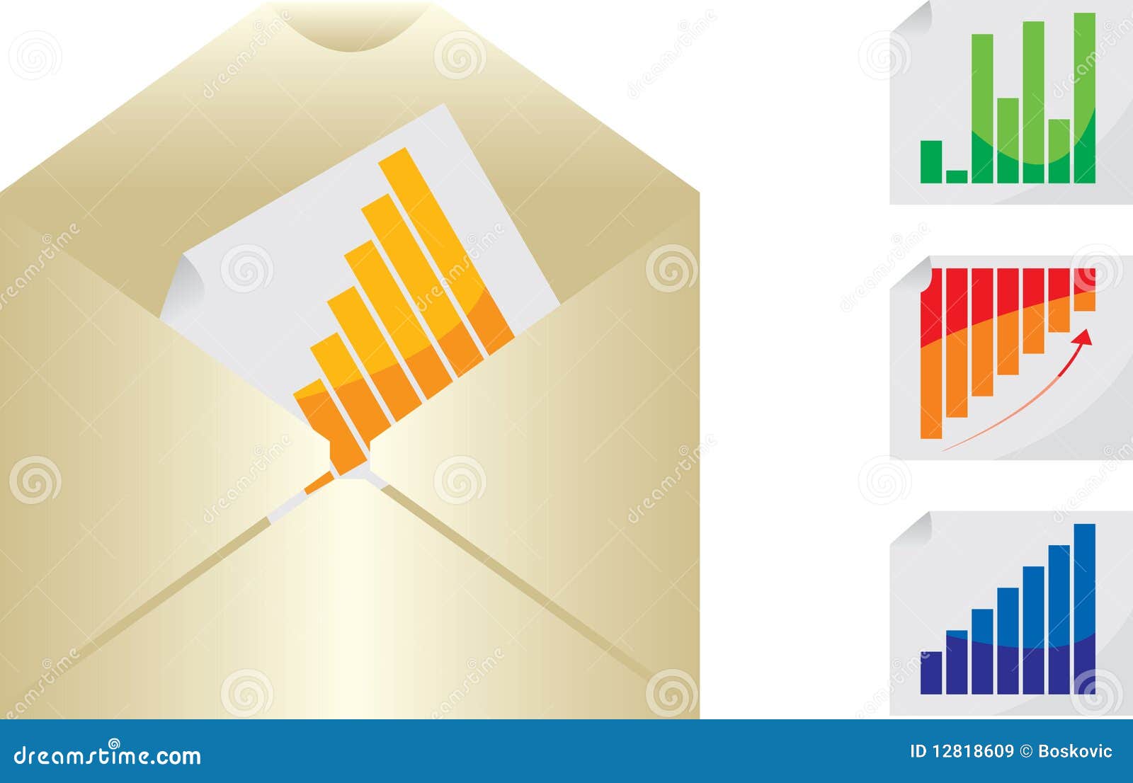 Business Graphs and Message Stock Illustration - Illustration of relief ...
