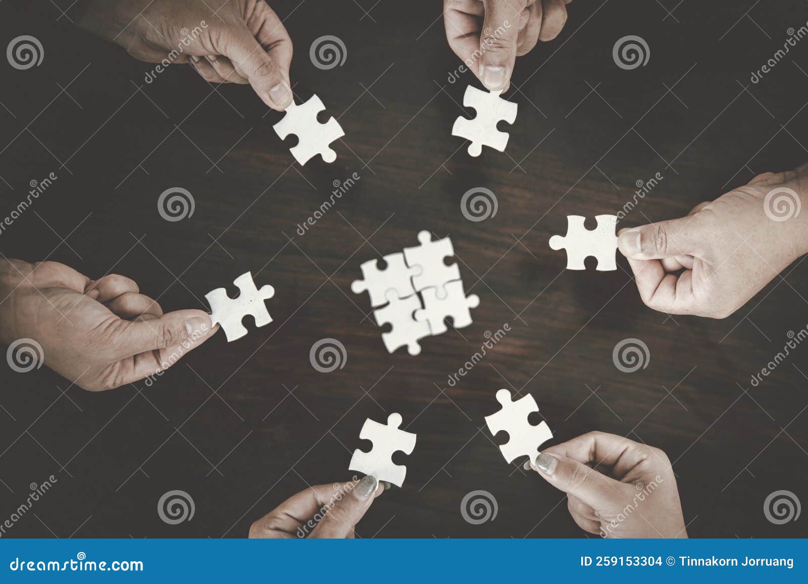 Business Group Connect Pieces of Puzzle Think of Problem Solving ...