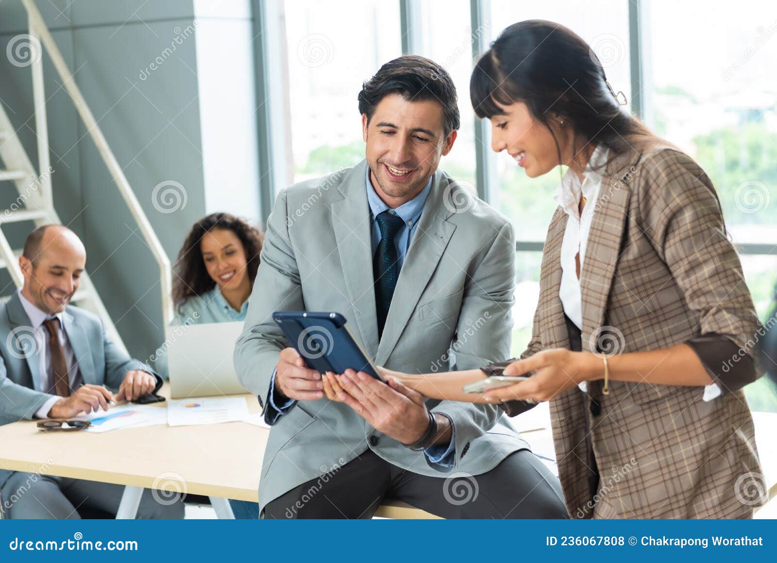 Business Group with the Creative Work, Talk and Exchange Ideas Shared ...