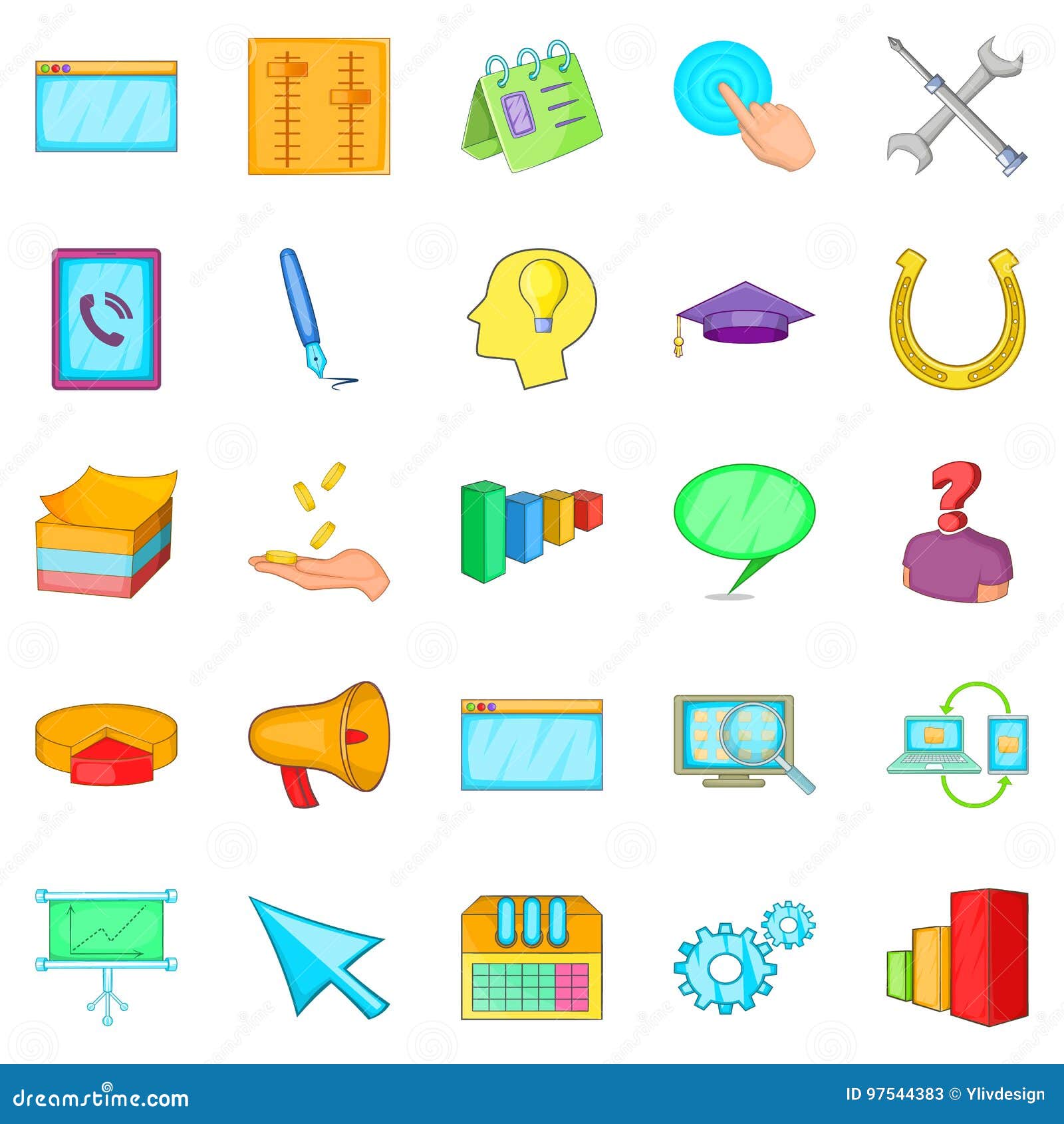 Business Group Icons Set, Cartoon Style Stock Vector - Illustration of ...