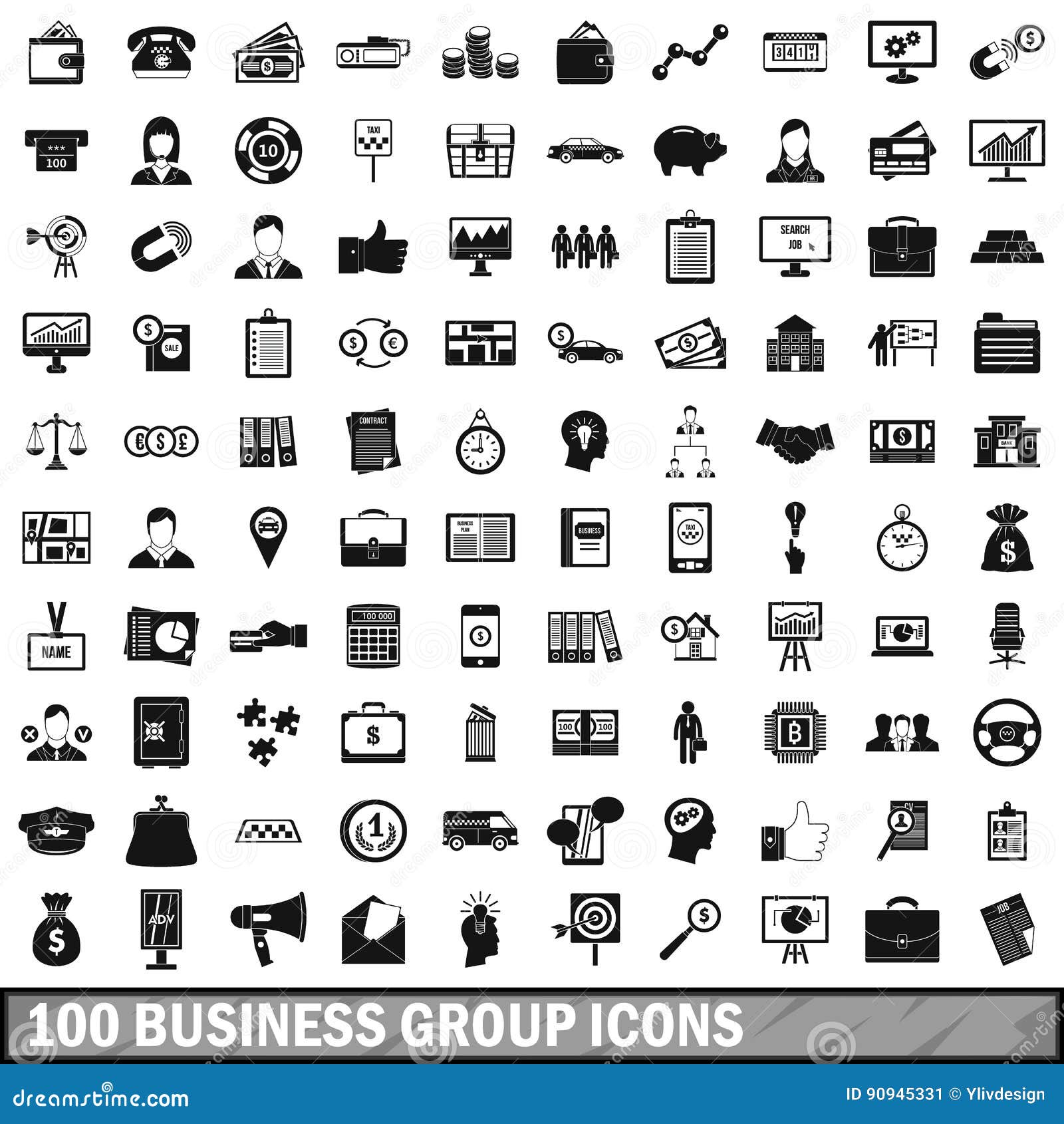 100 Business Group Icons Set, Simple Style Stock Vector - Illustration ...