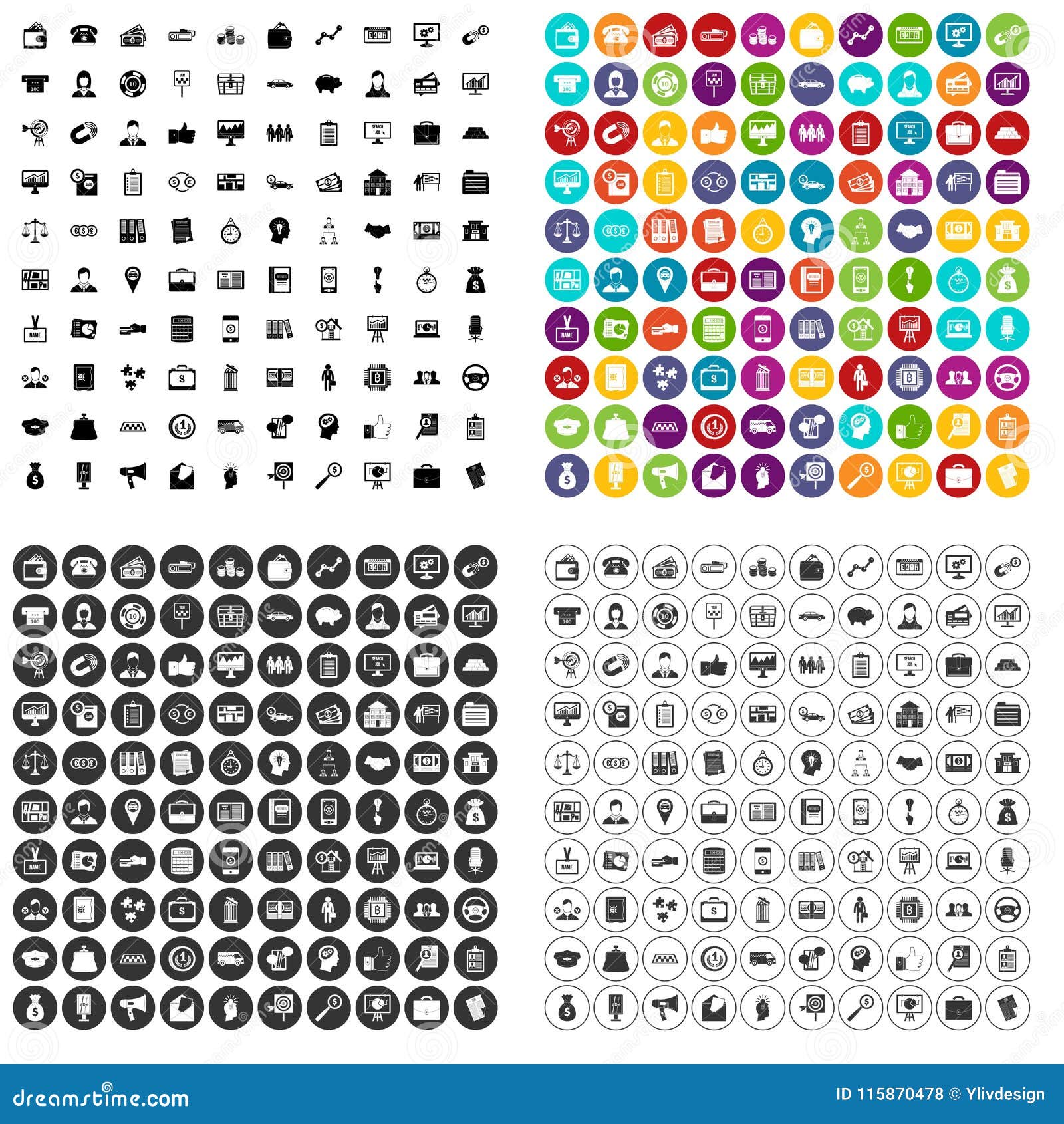 100 Business Group Icons Set Vector Variant Stock Vector - Illustration ...
