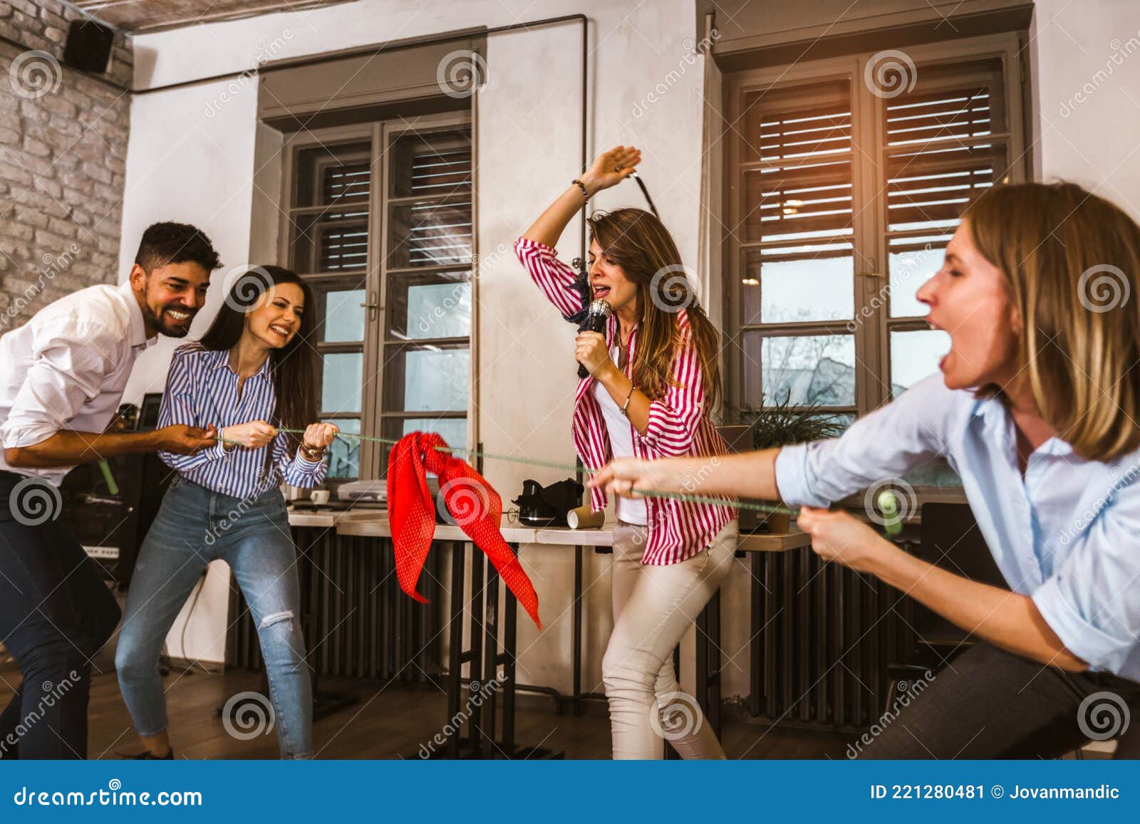 Business Group Making Team Training Exercise during Team Building ...