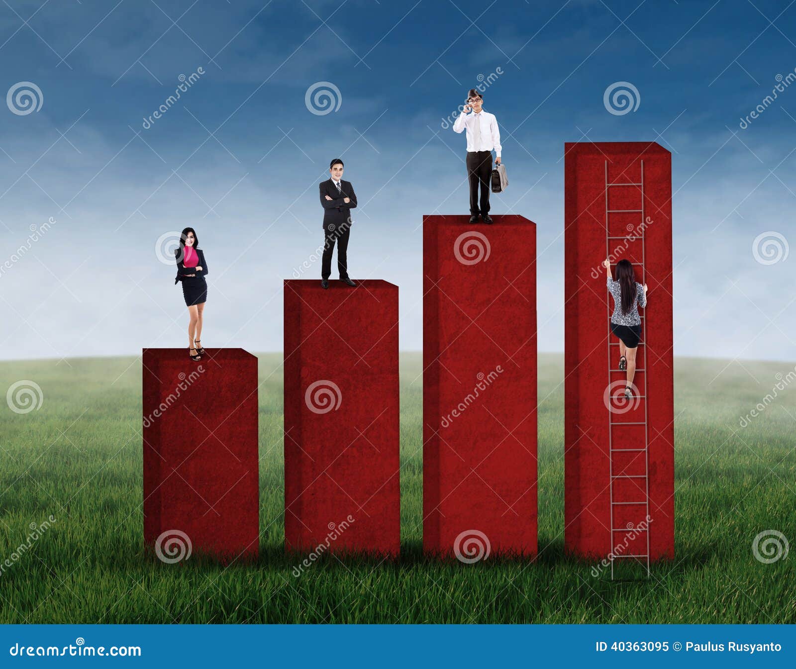 Business Group Standing on the Graph 2 Stock Image - Image of female ...