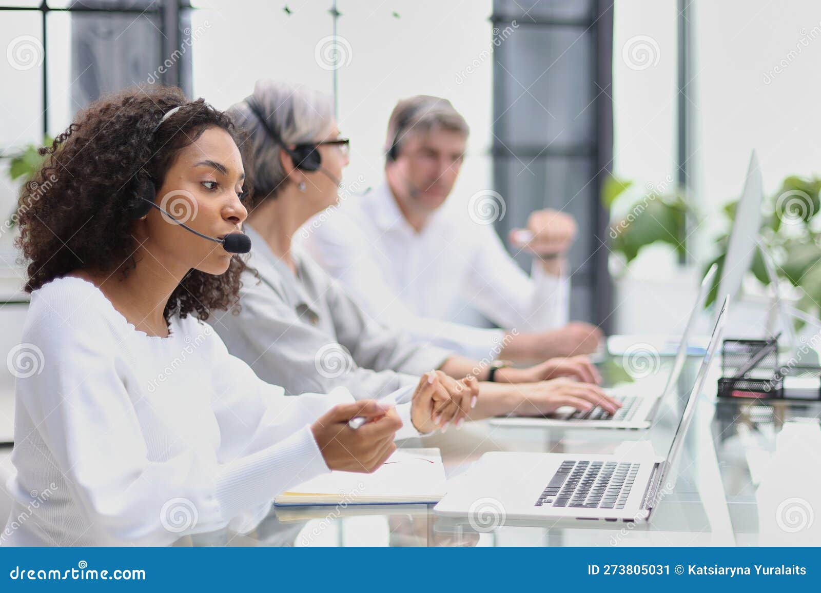 Business Group Working in Customer and Help Desk Office Stock Image ...