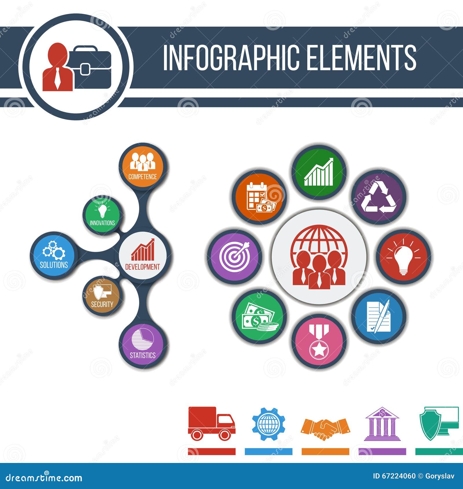 Business. Growth Abstract Background with Integrated Icons Stock Vector ...