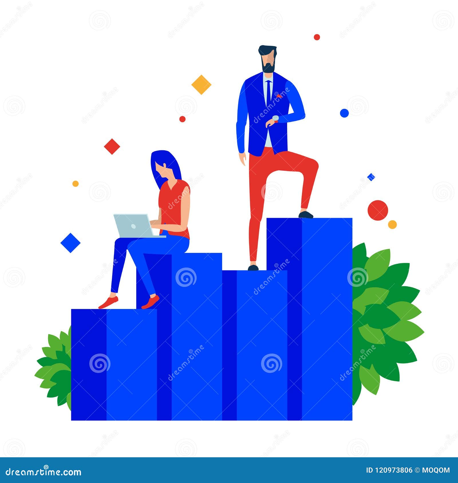 Business Growth Chart. Achievements in Team Work. Stock Vector ...