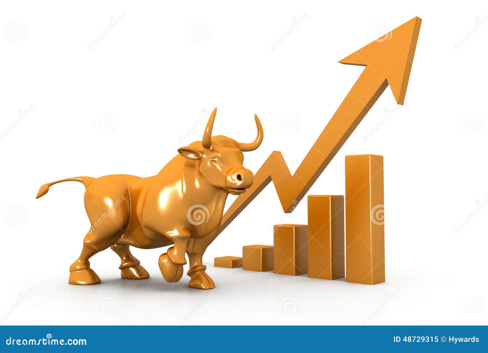 Business Growth Chart and Bull Stock Illustration - Illustration of ...