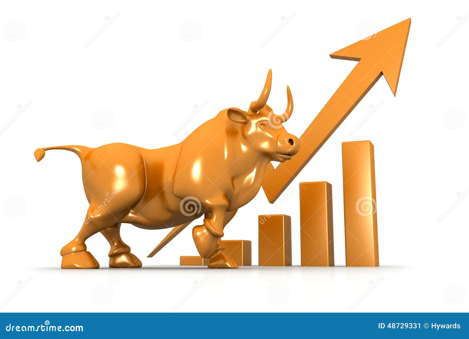 Business Growth Chart and Bull Stock Illustration - Illustration of ...