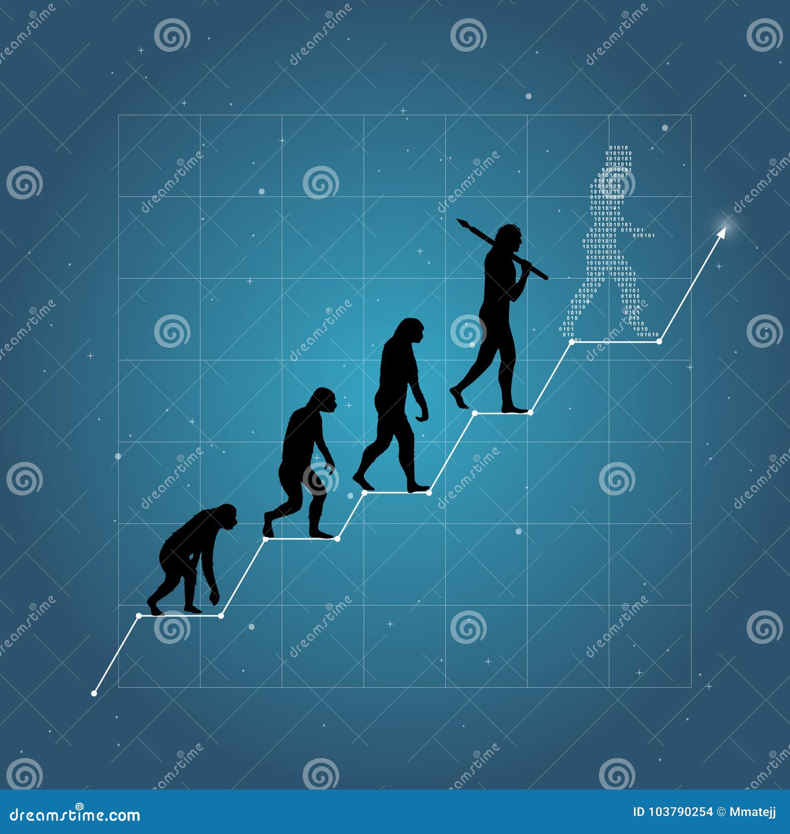 Business Growth Chart with Human Evolution Stock Vector - Illustration ...