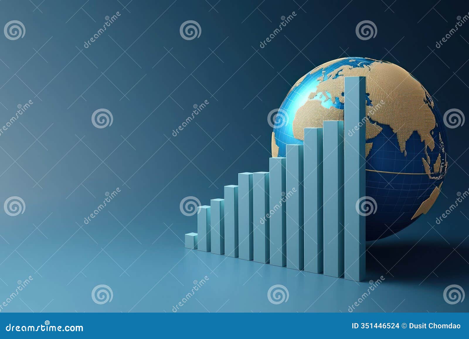 Business Growth Chart Rises from Globe, Symbolizing Global Success and ...