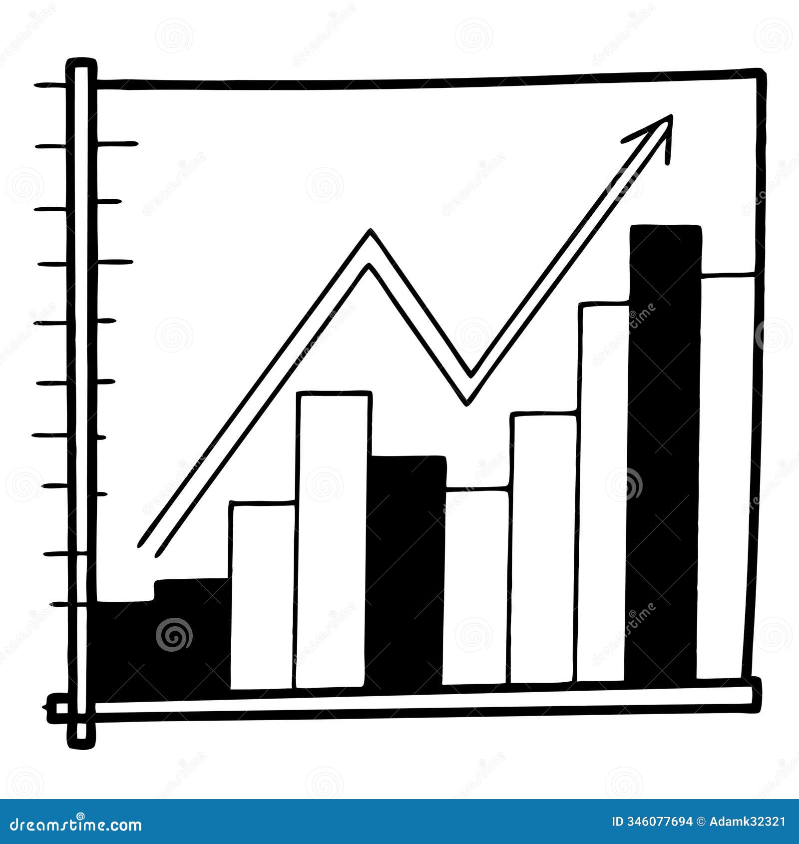 Business Growth Chart with Rising Arrow and Bar Graph Vector ...