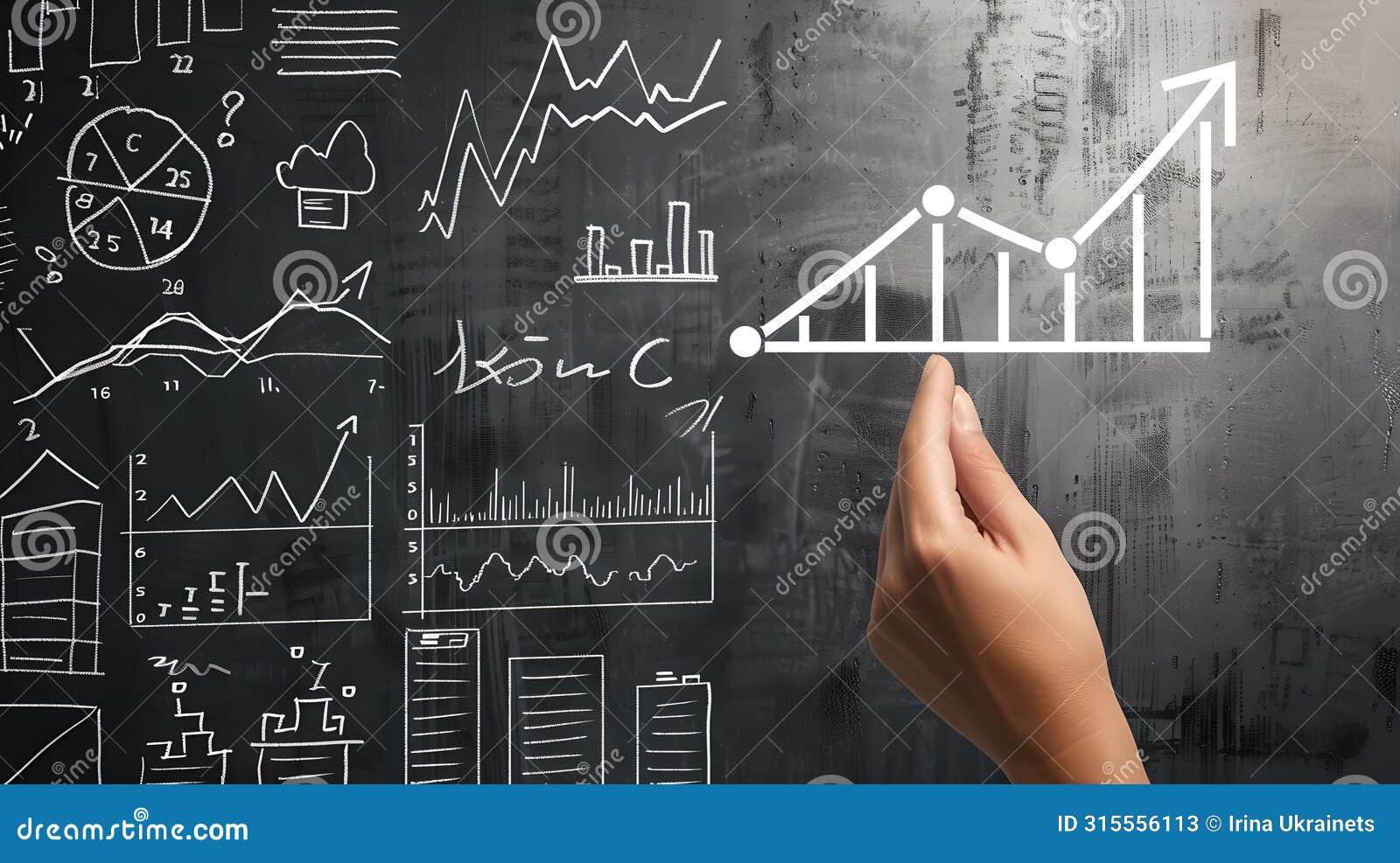 Business Growth Concept with a Hand Pointing at Upward Graphs on a ...