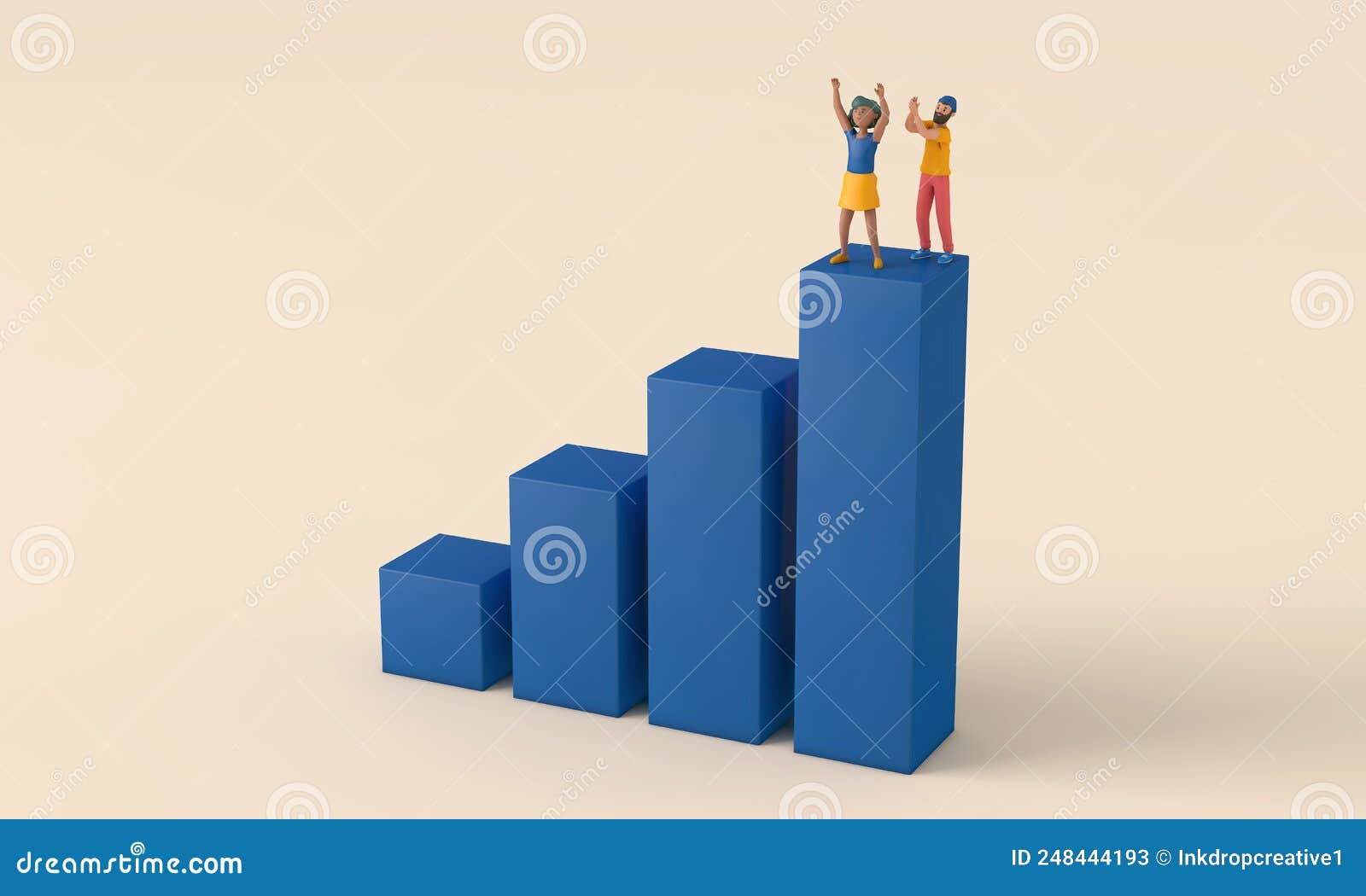 Business Growth and Development Illustration. People on a Bar Chart ...