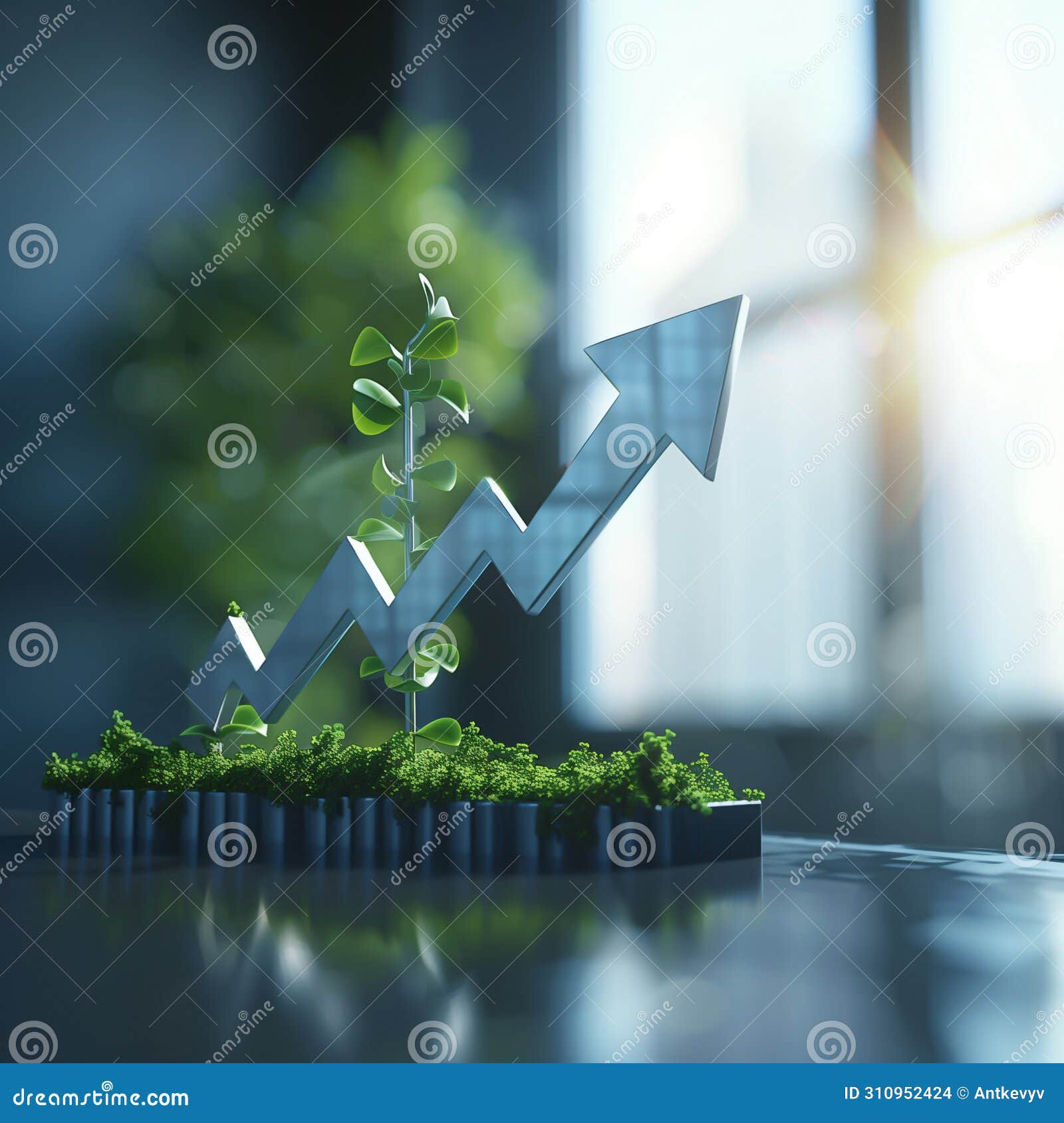A Business Growth Graph with a Plant on Top of it Stock Illustration ...