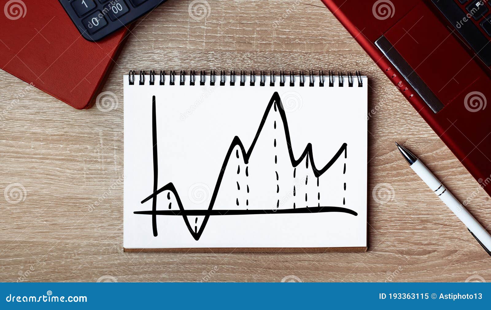 Business Growth Graph on a Sheet of Notepad. Notepad on Desk with ...
