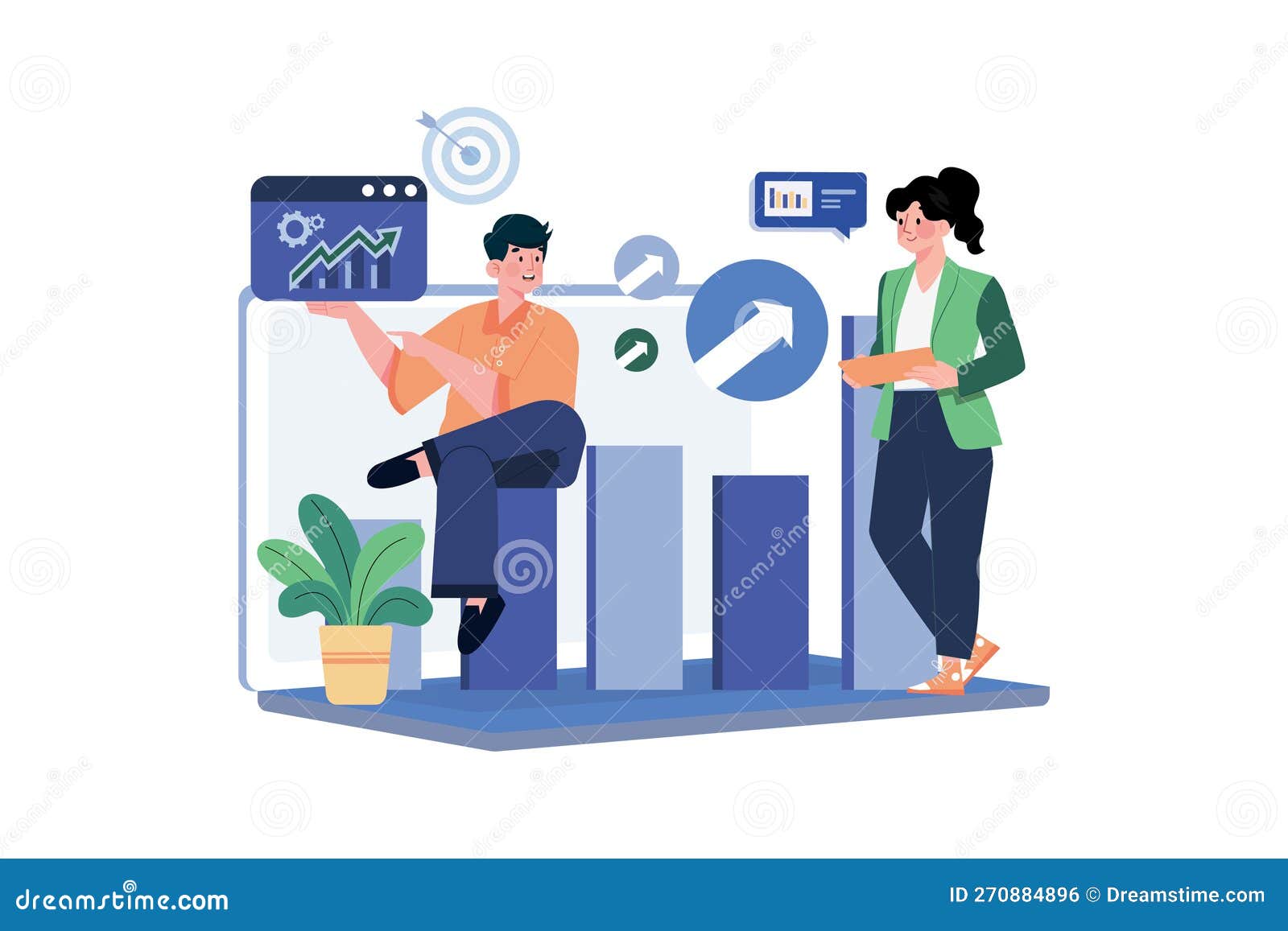 Business Growth Illustration Concept on White Background Stock Vector ...