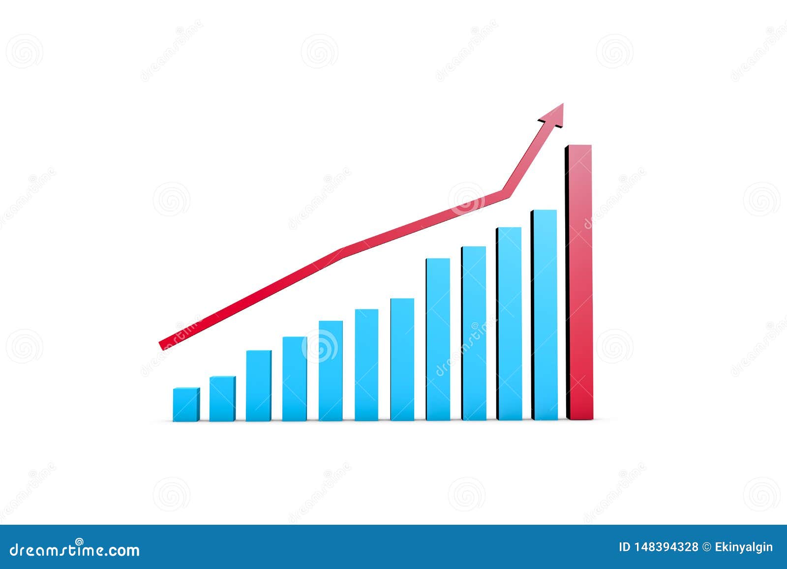 Business Growth Increasing Chart with Red Arrow Stock Illustration ...