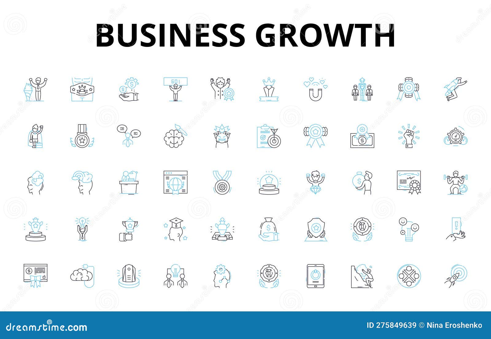 Business Growth Linear Icons Set. Expansion, Scalability, Development ...