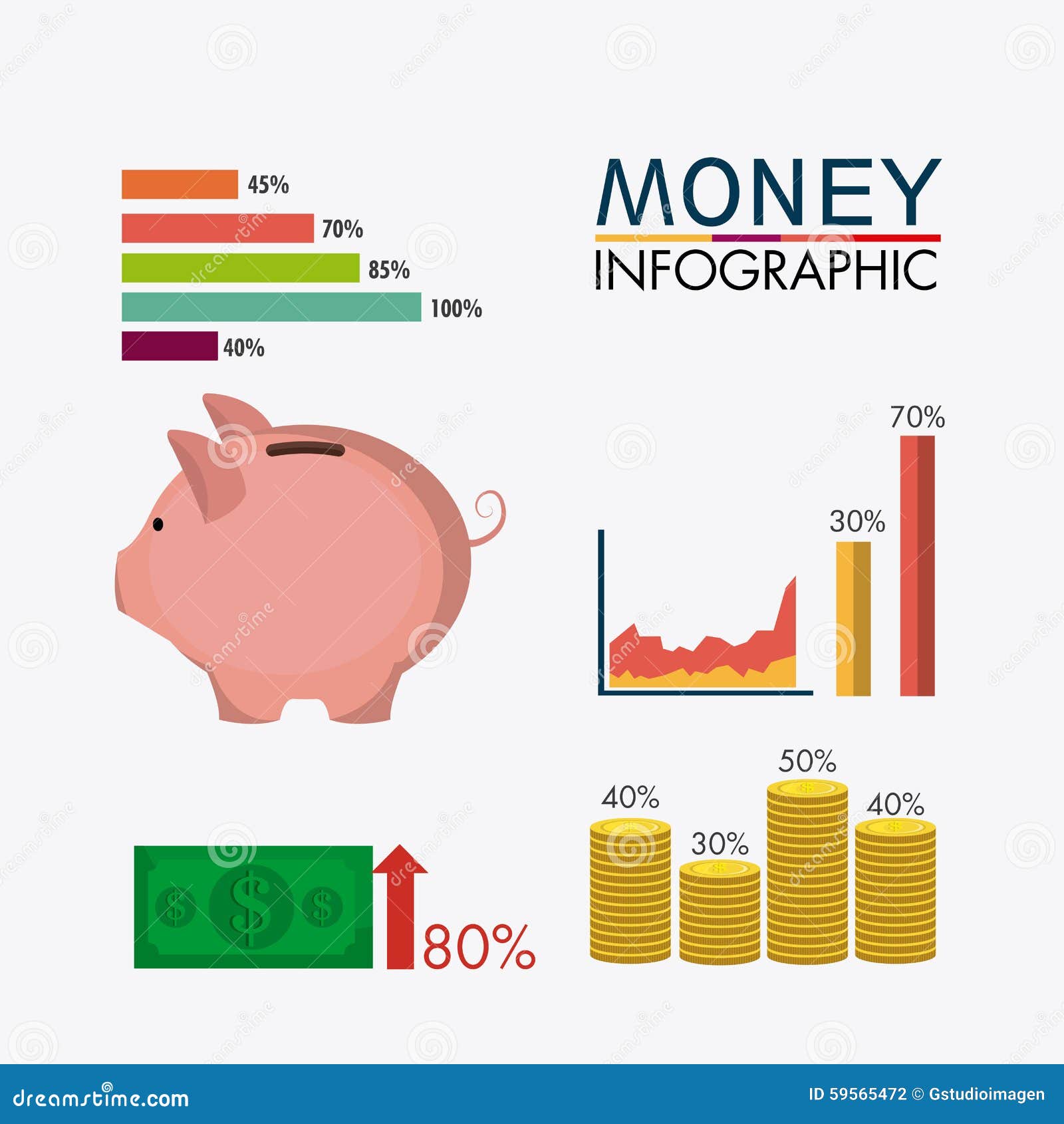 Business Growth and Money Savings Stock Vector - Illustration of green ...