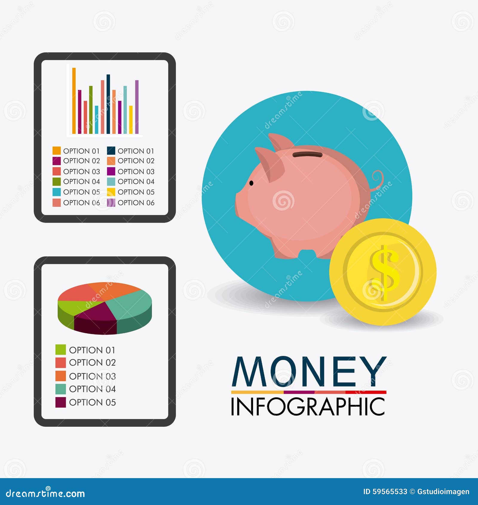 Business Growth and Money Savings Stock Vector - Illustration of pile ...