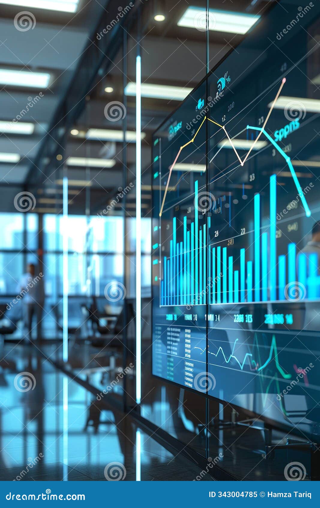 Business Growth Projections on Digital Screens in a Sleek Office Stock ...