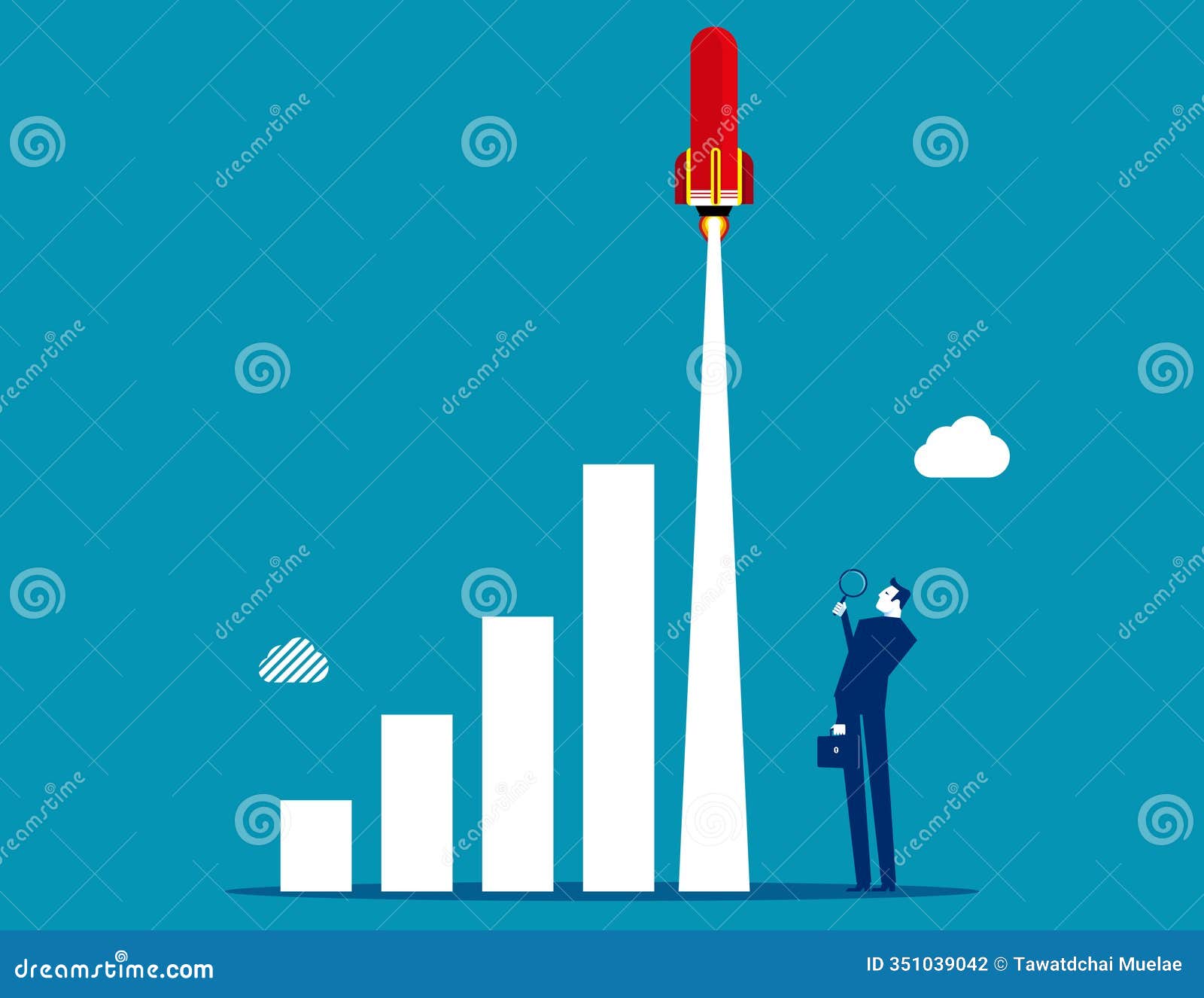 Business Growth and Rocketship. Business Efficiency Vector Flat Style ...