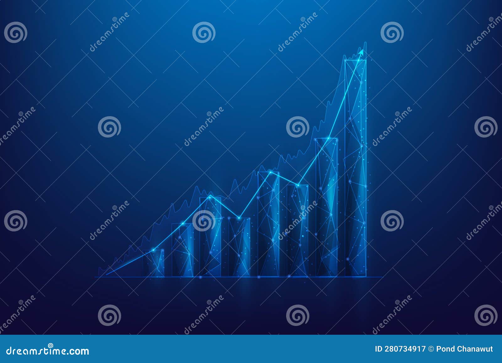 Business Growth Stock Technology. Digital Graph Chart Increase Low Poly ...