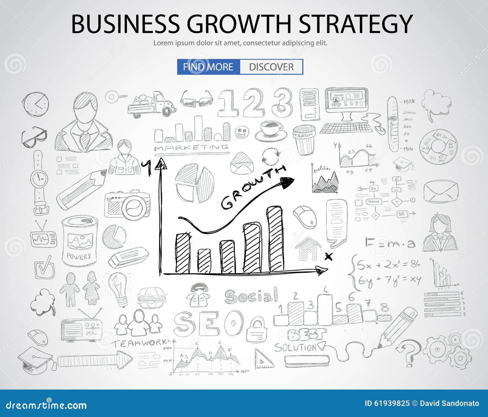 Growth Strategy - Cartoon Illustration On Green Chalkboard. Stock Image ...