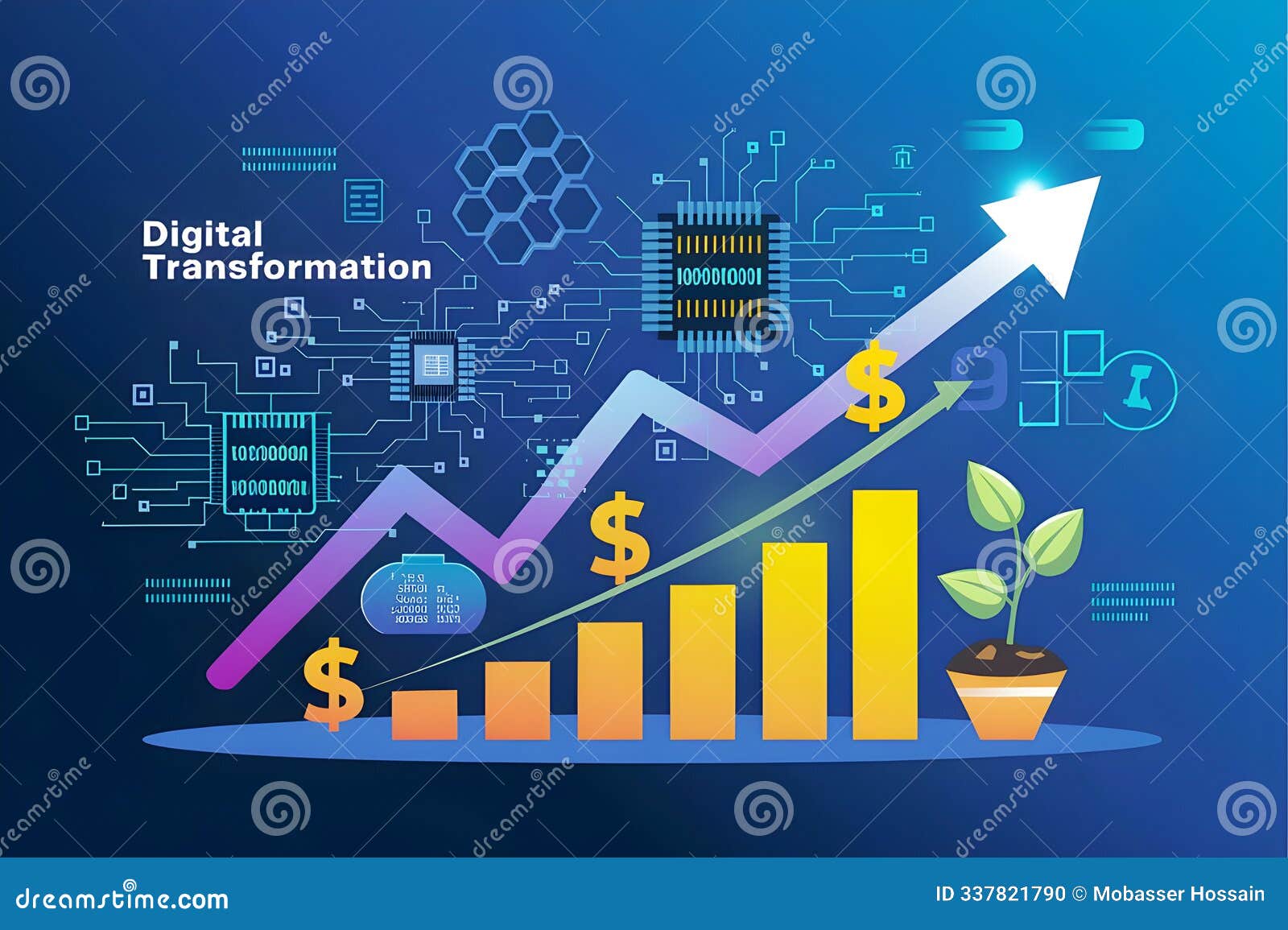 Business Growth and Success with Chart Illustration Stock Illustration ...