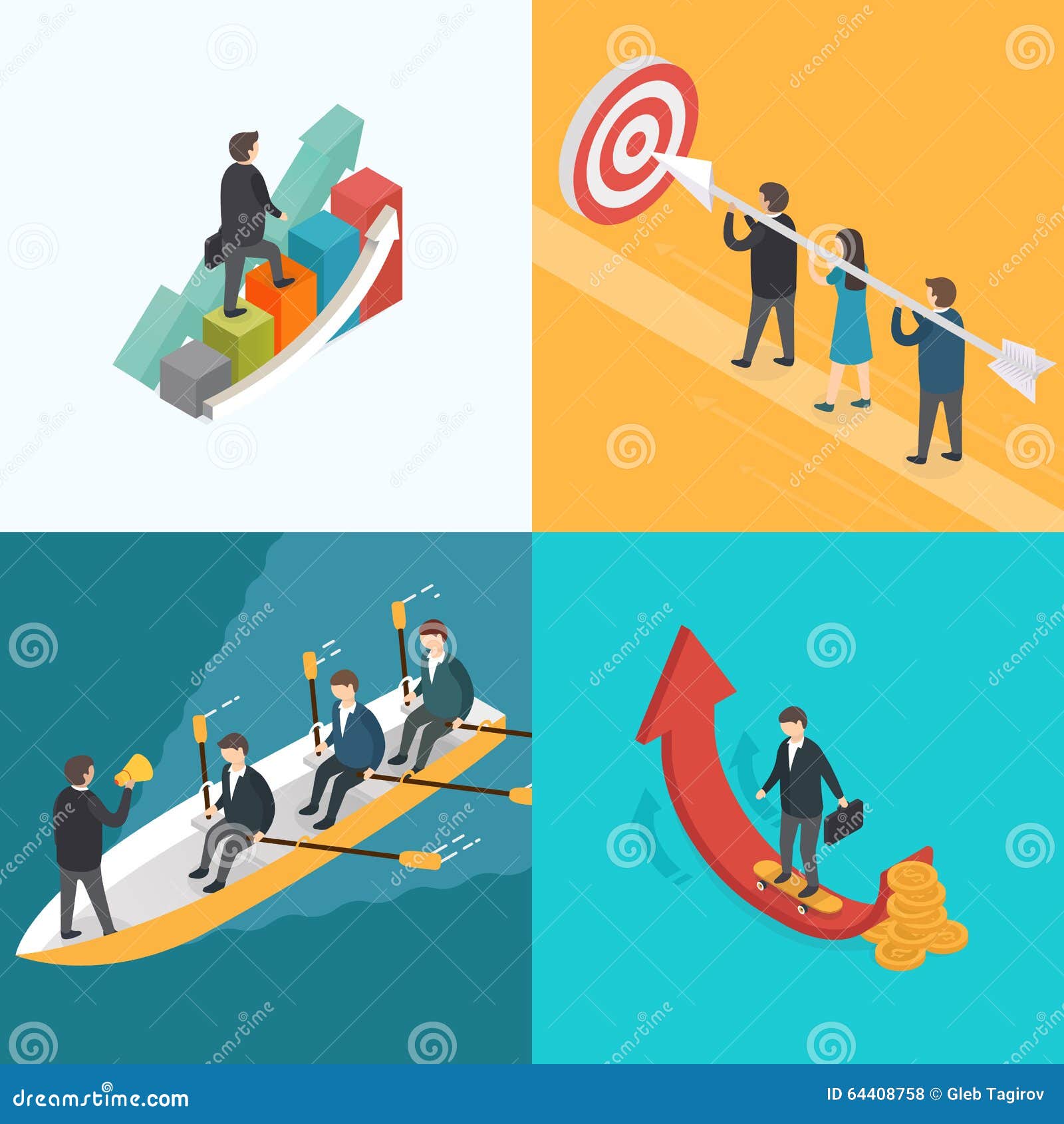 Business, Growth, Teamwork, Target Concept. Stock Vector - Illustration ...