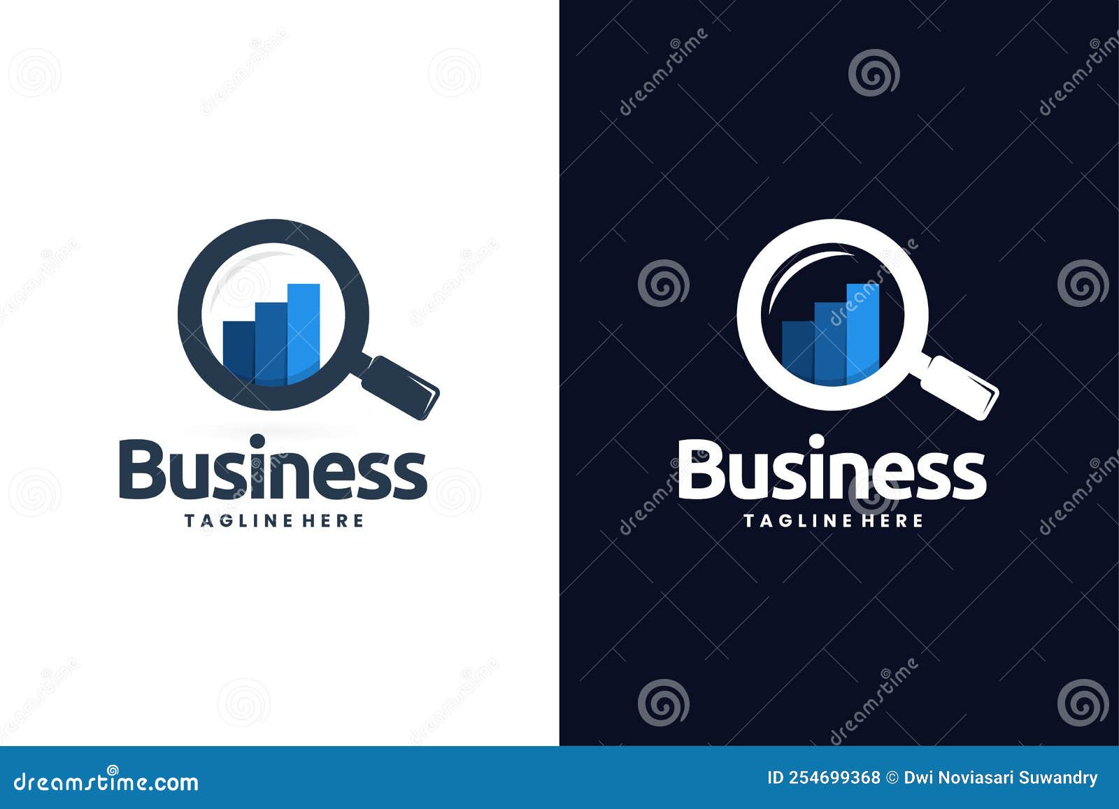 Magnifying Glass Logo with Graphic Bar Sign Stock Vector - Illustration ...