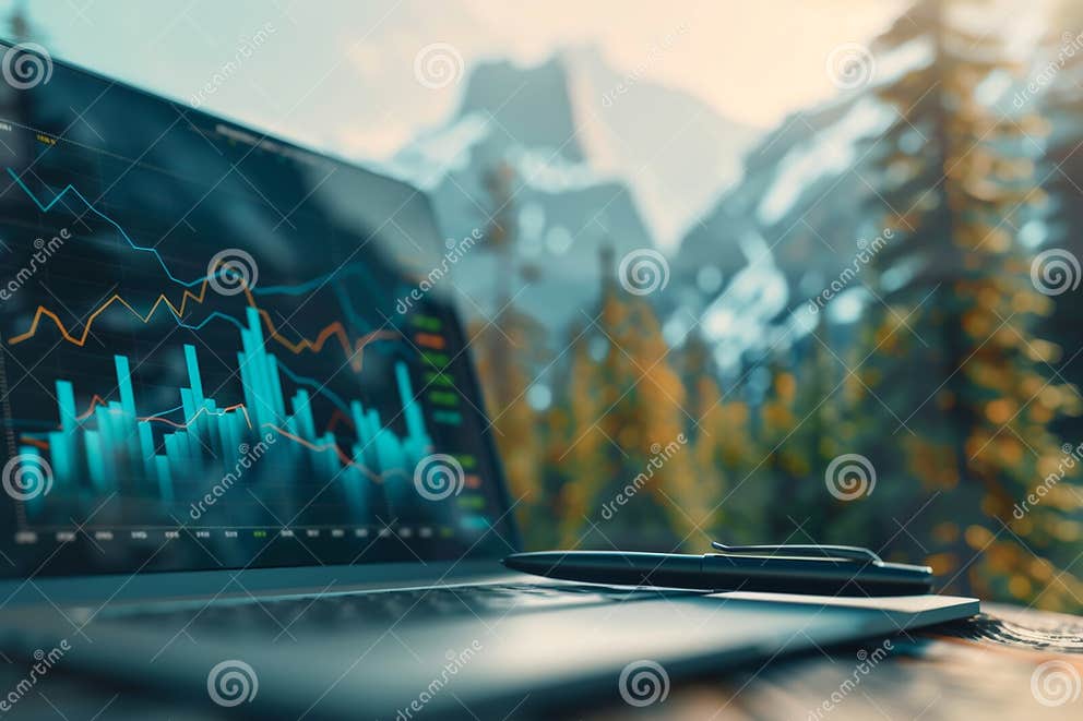 Business Growth Visualization Bar Graph with Upward Arrow and Digital ...