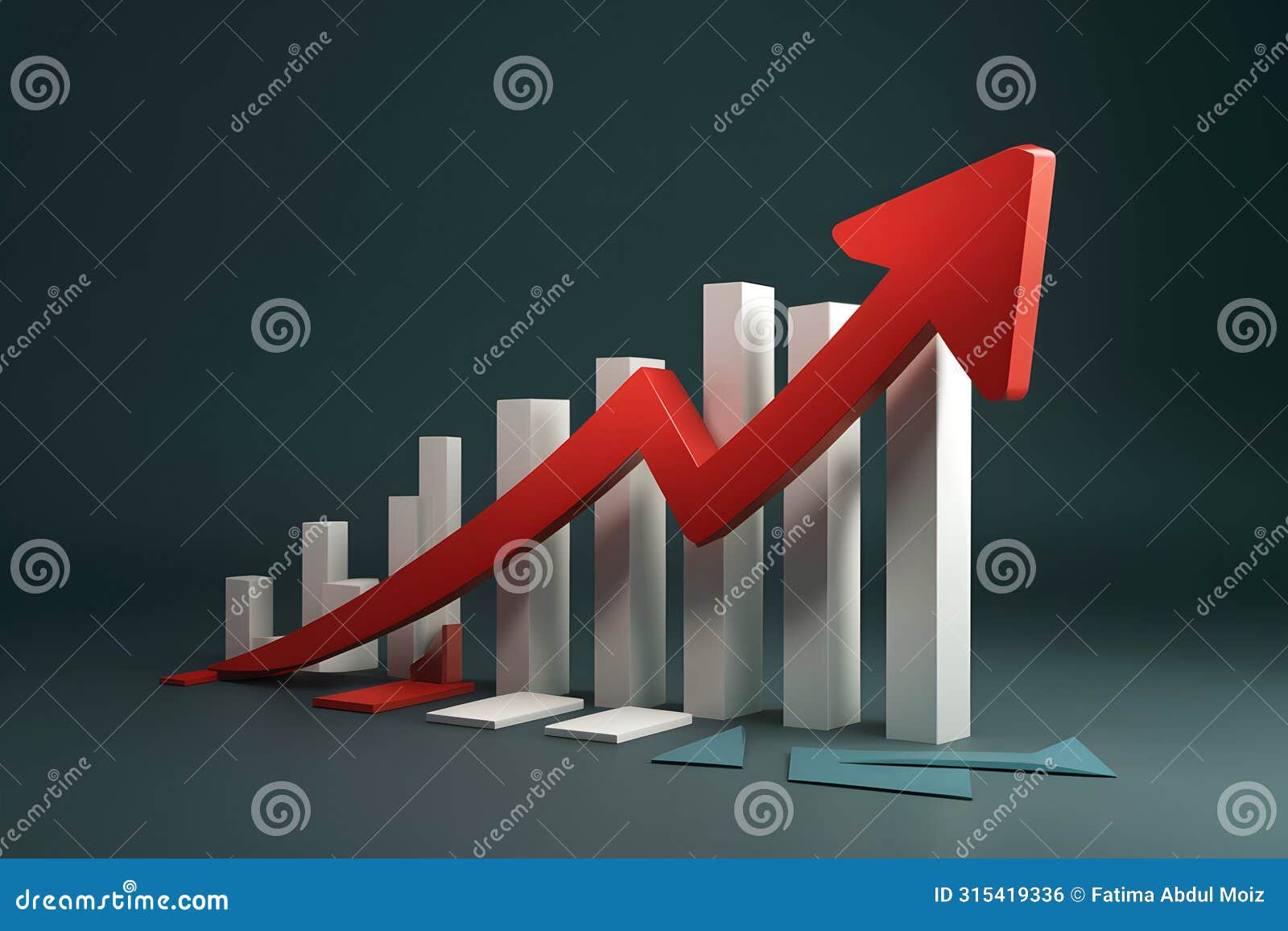 Business Growth Visualization 3D Red Arrow Chart Illustrates Progress ...