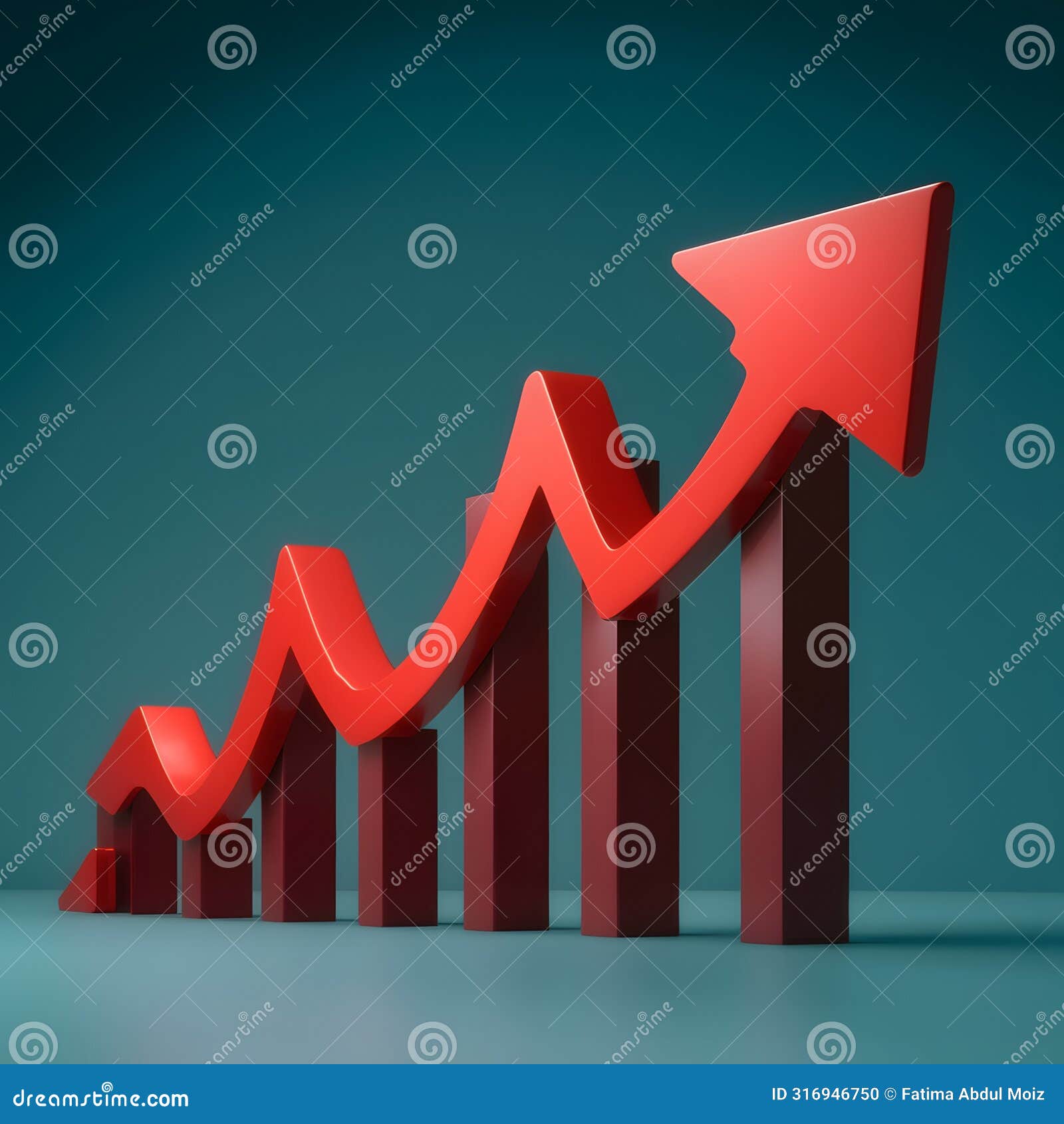 Business Growth Visualization 3D Red Arrow Chart Illustrates Progress ...