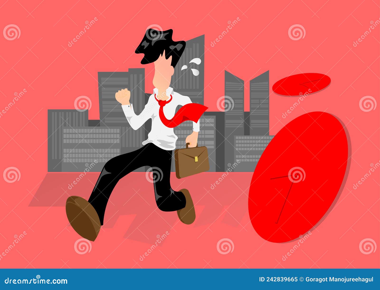 Business Guy Running in Rush Hour Stock Illustration - Illustration of ...
