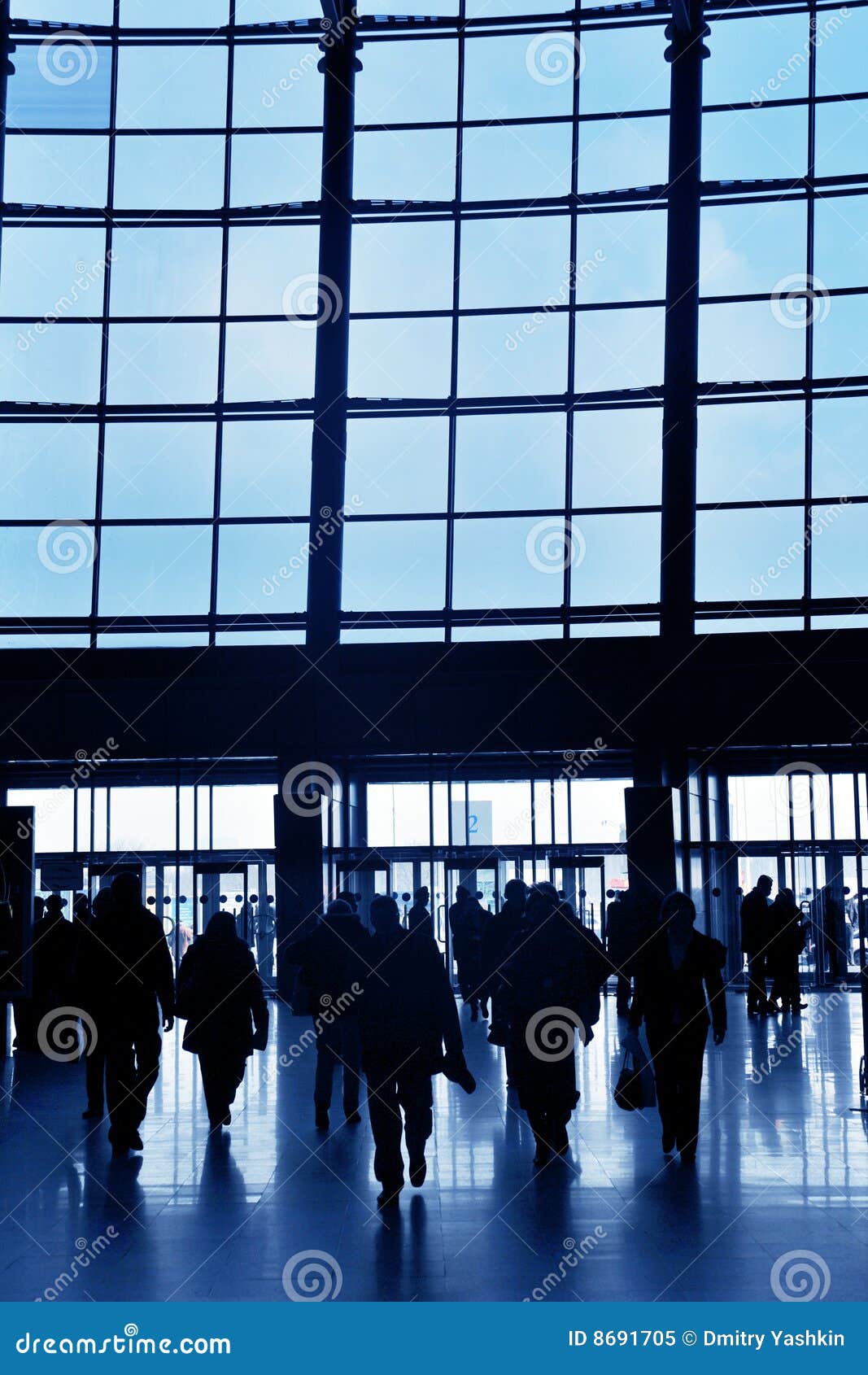 Business hall blue stock image. Image of lamp, metallic - 8691705