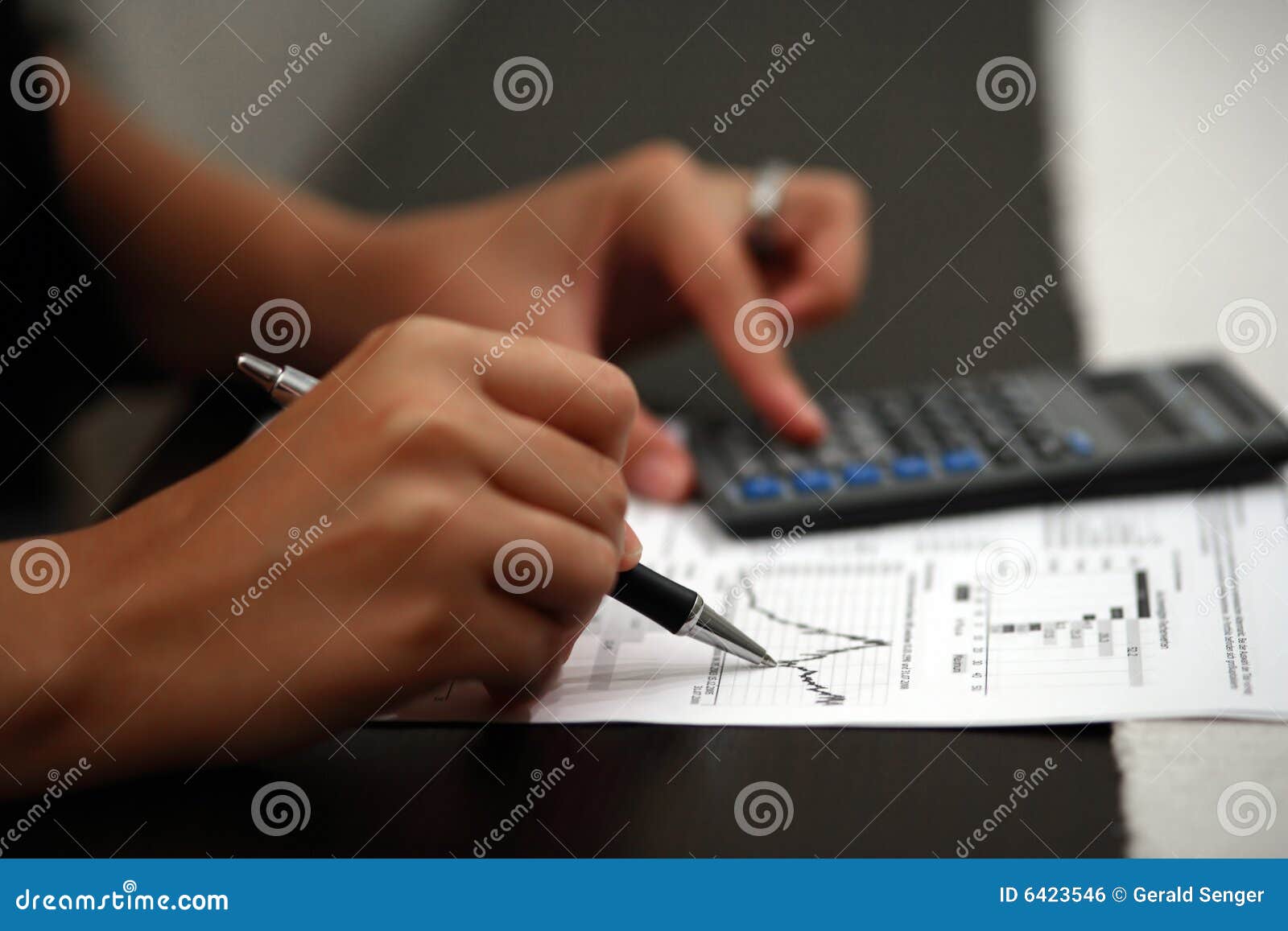 Business Hand Calculator Pen Stock Photo - Image of chart, financial ...