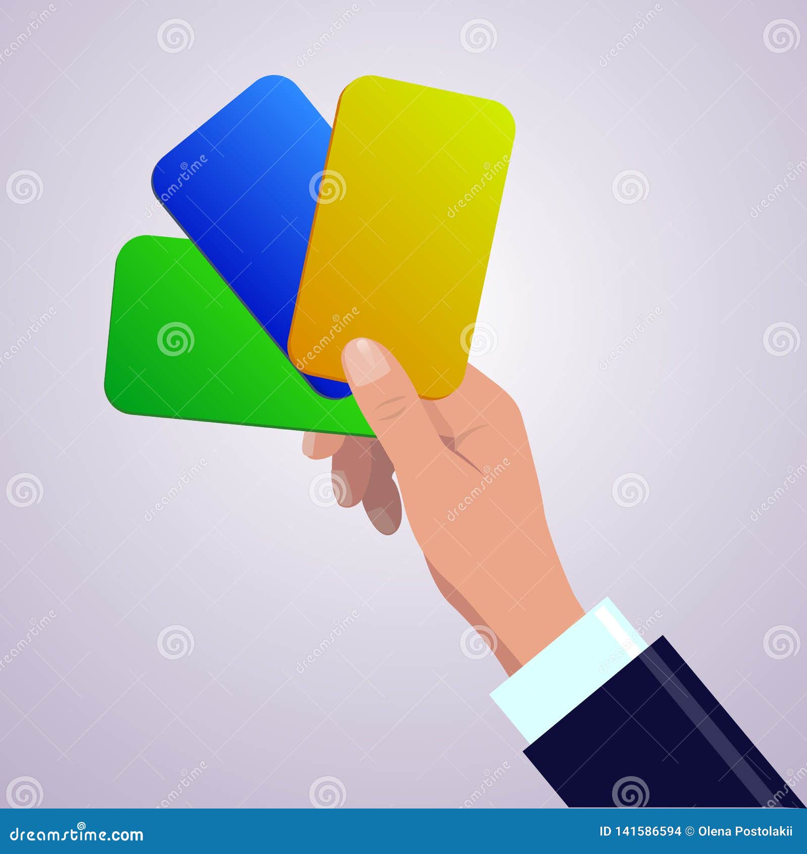 Business hand with cards stock illustration. Illustration of green ...