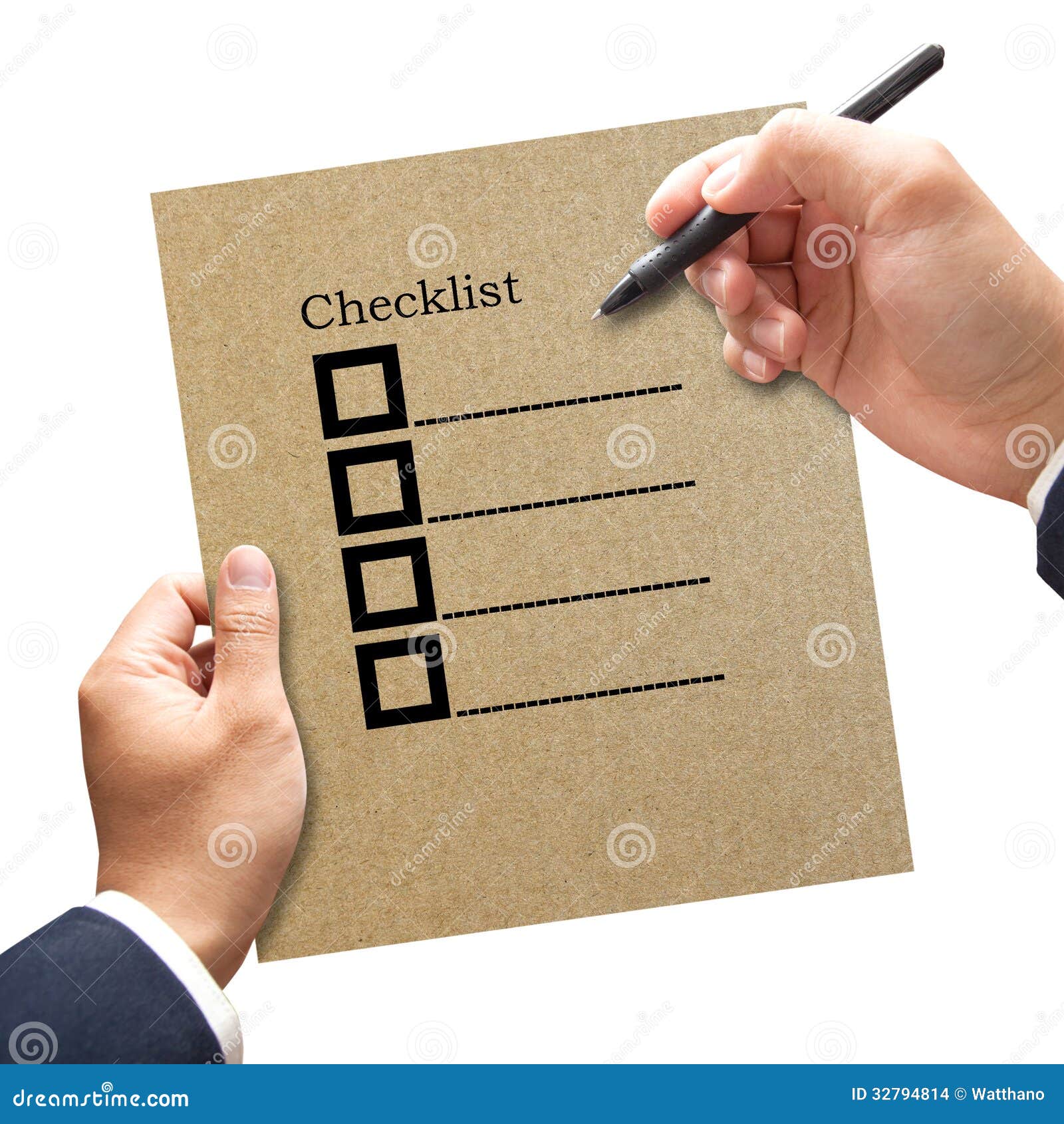 Business Hand with Check Boxes on Paper Concept Stock Photo - Image of ...