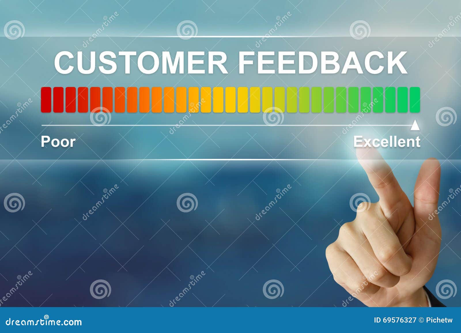 Business Hand Clicking Excellent Customer Feedback on Virtual Sc Stock ...