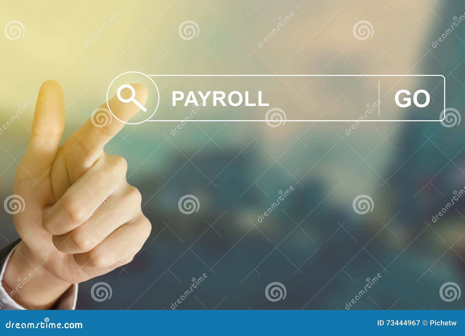 Business Hand Clicking Payroll Button on Search Toolbar Stock Image ...