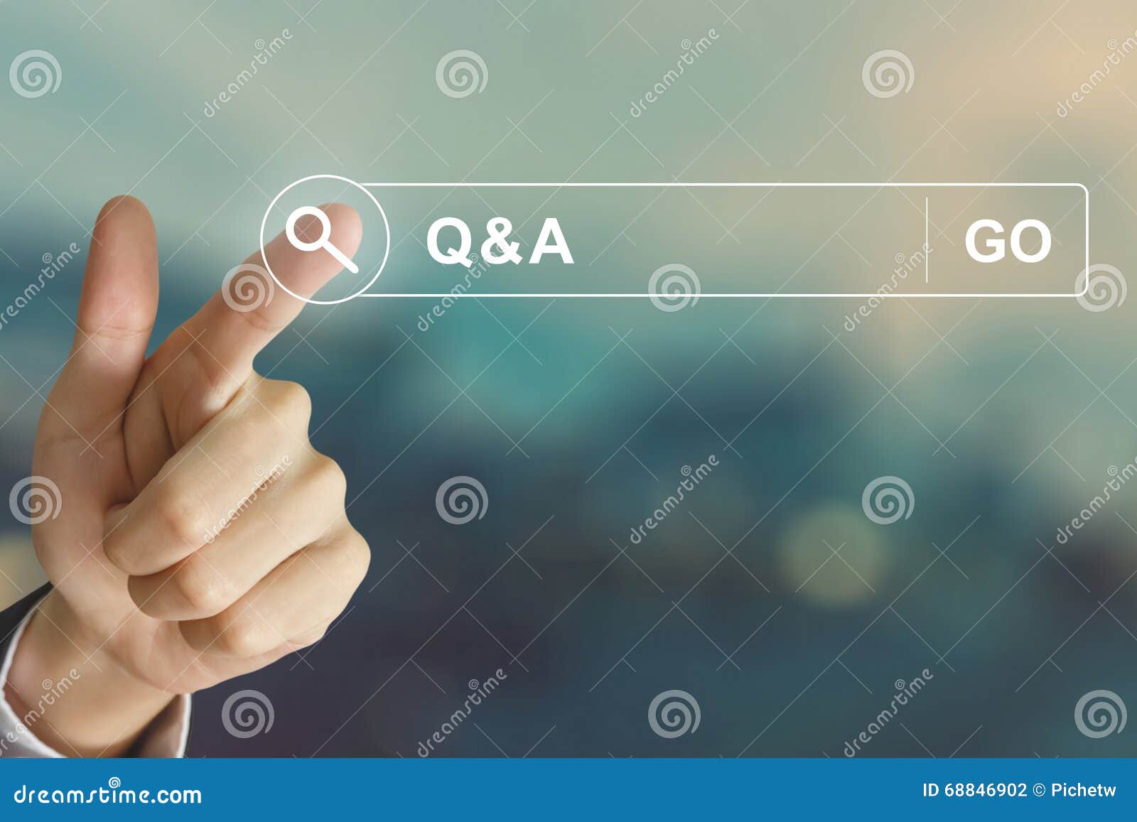 Business Hand Clicking Q&a or Question and Answer Button on Sear Stock ...