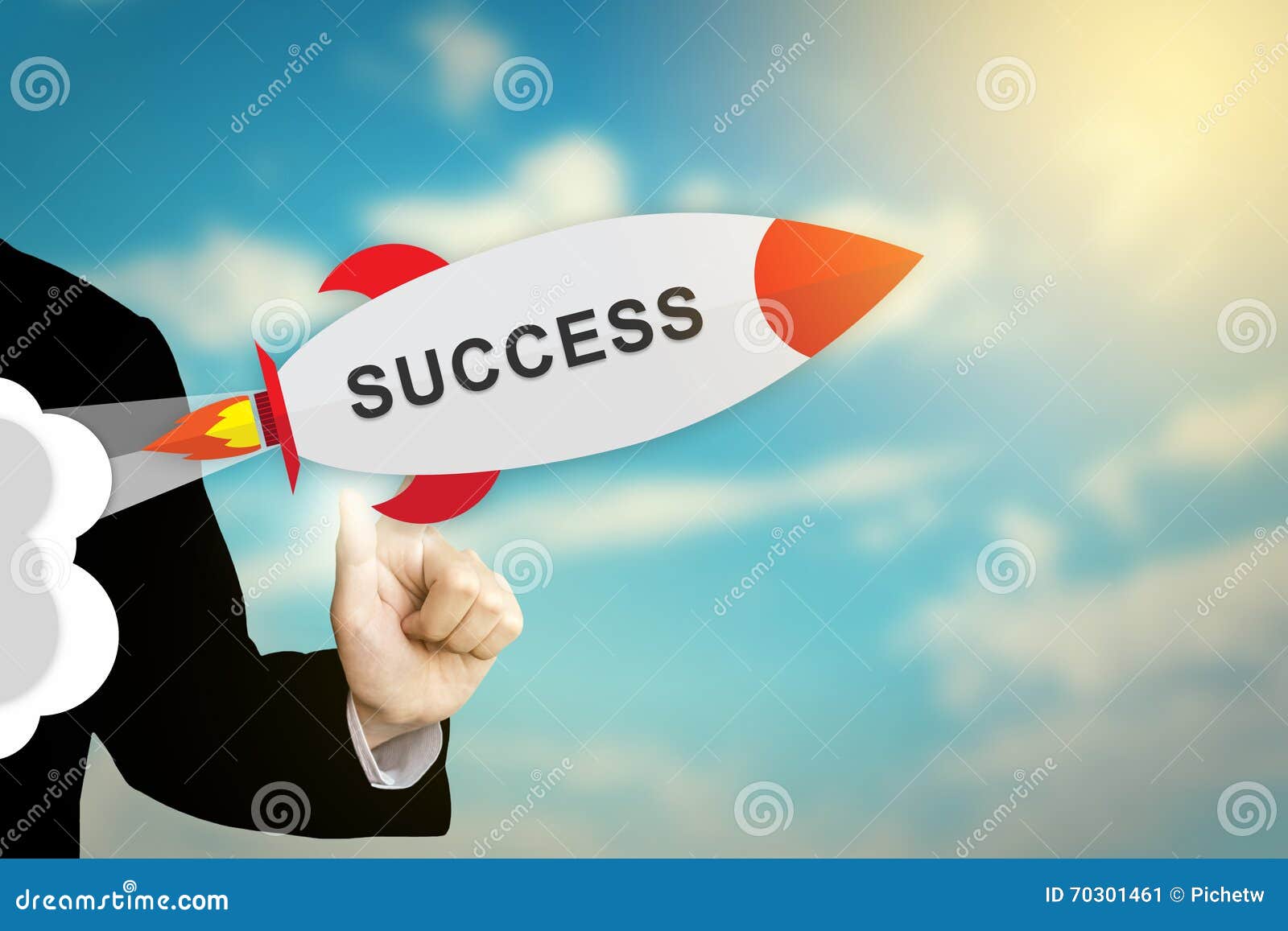 Business Hand Clicking Success Rocket Stock Image - Image of design ...