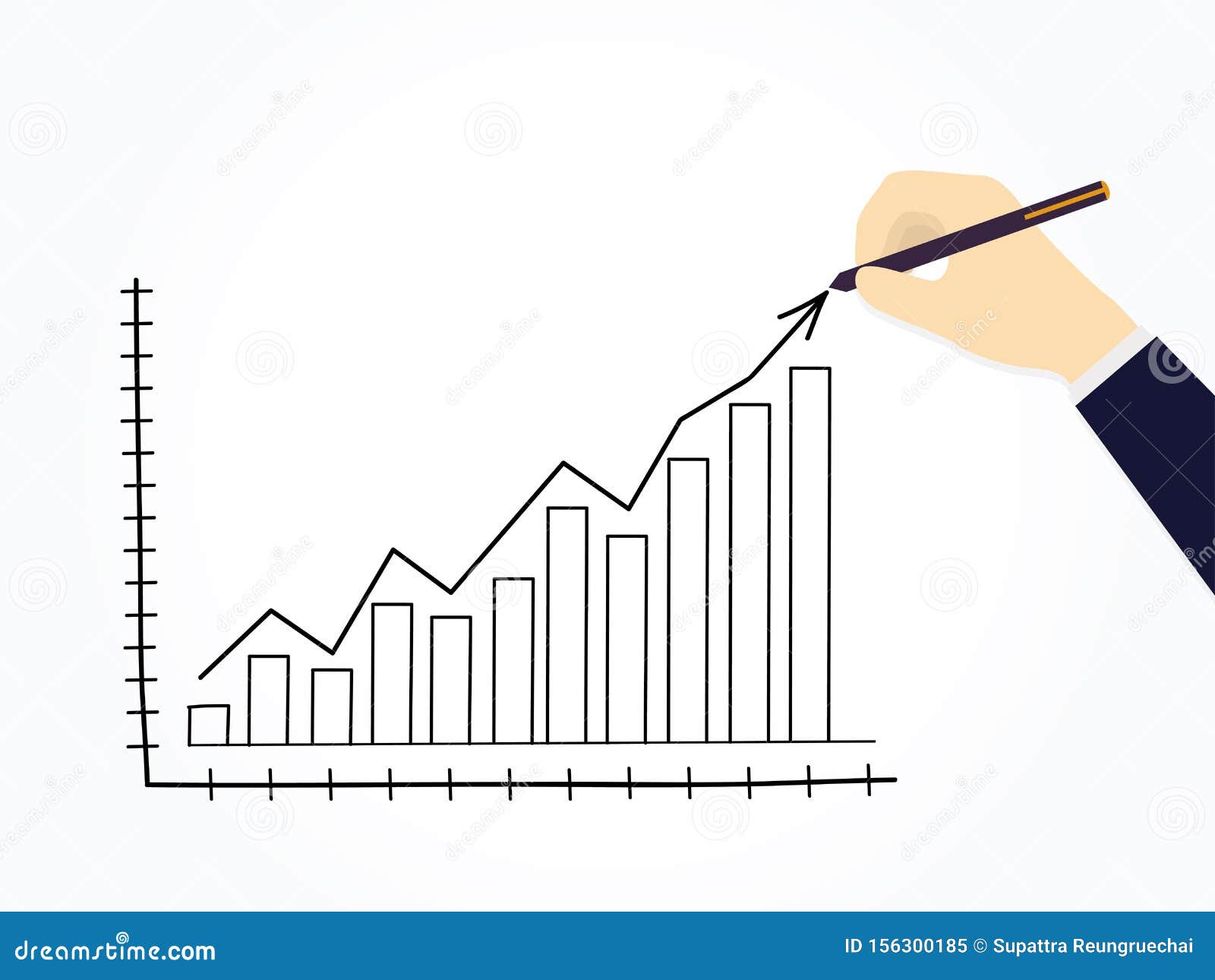 Business Hand Drawn Growth Chart. Stock Vector - Illustration of income ...
