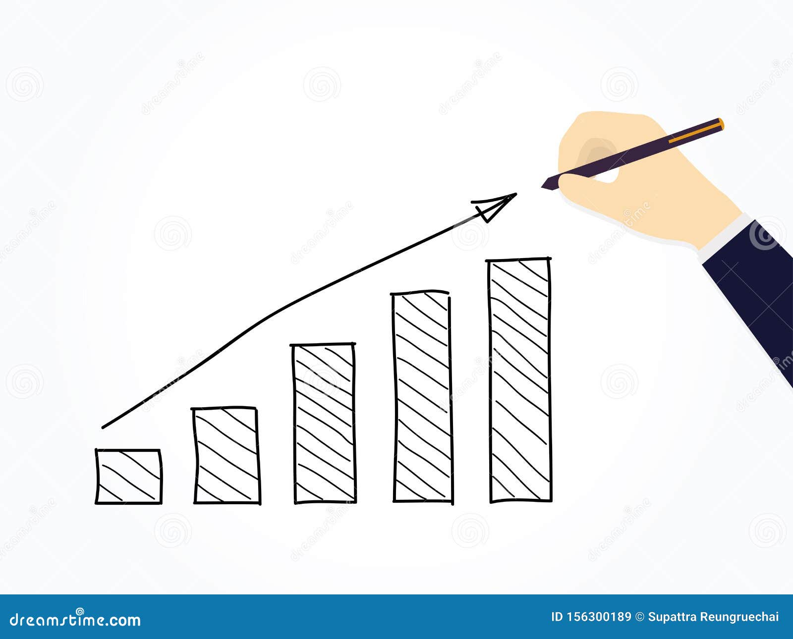 Business Hand Drawn Growth Chart. Stock Vector - Illustration of ...